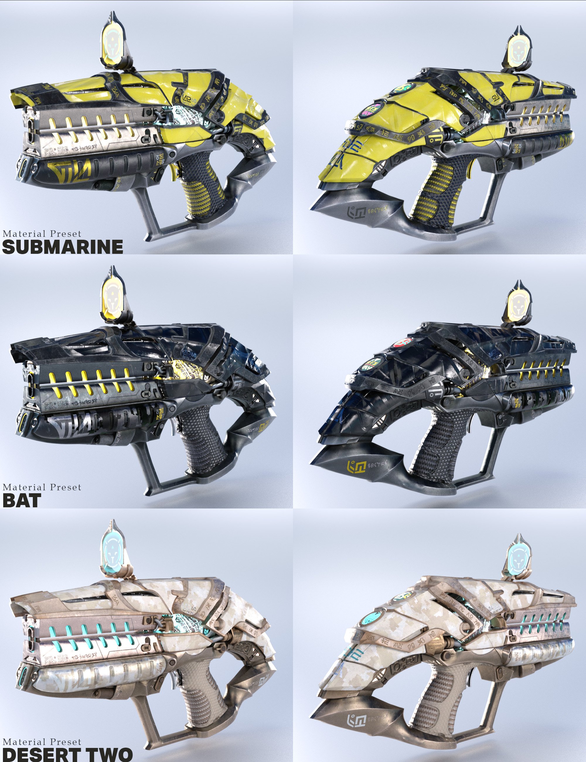 Extra Textures for Punkish Alien Pistol | Daz 3D