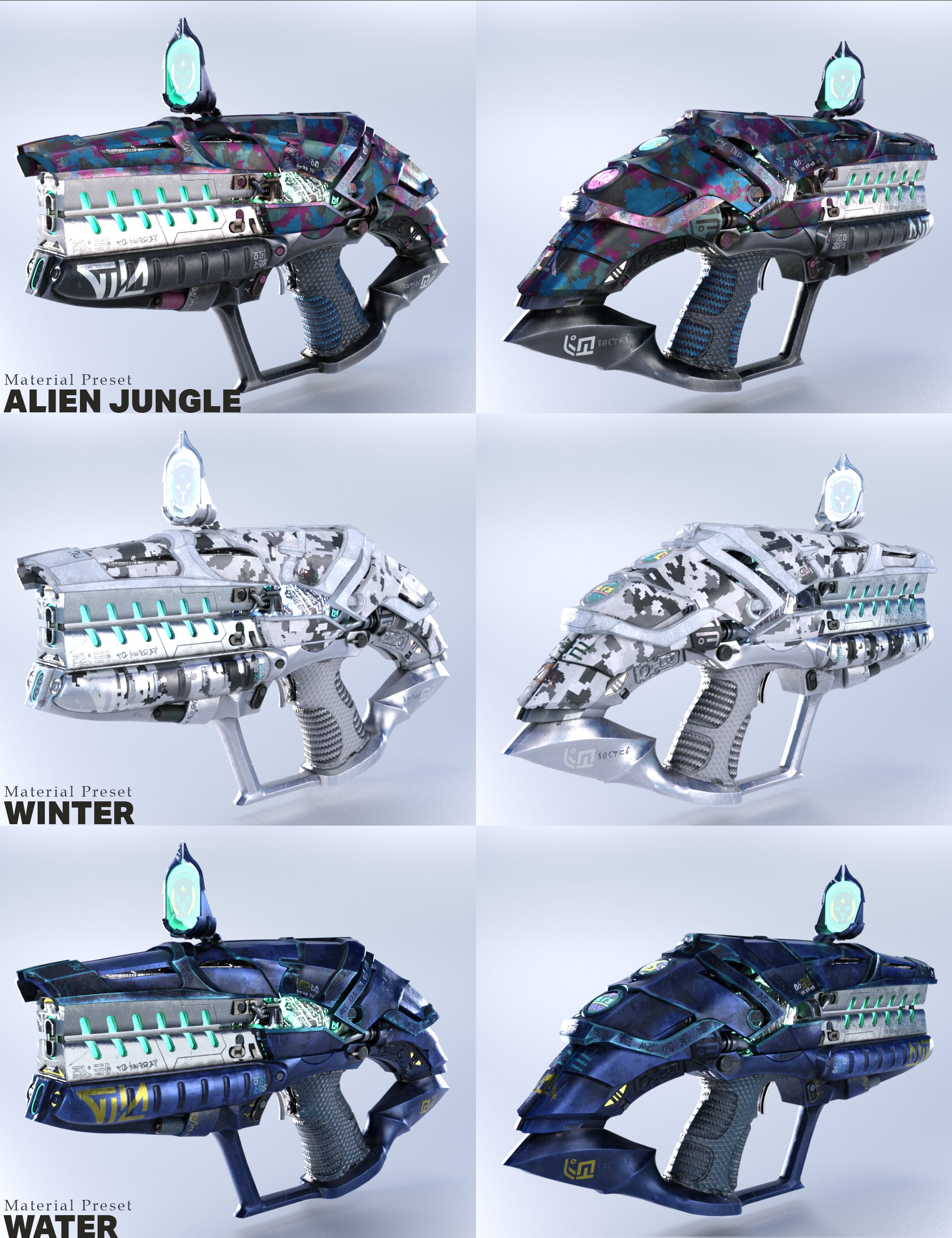 Extra Textures for Punkish Alien Pistol | Daz 3D