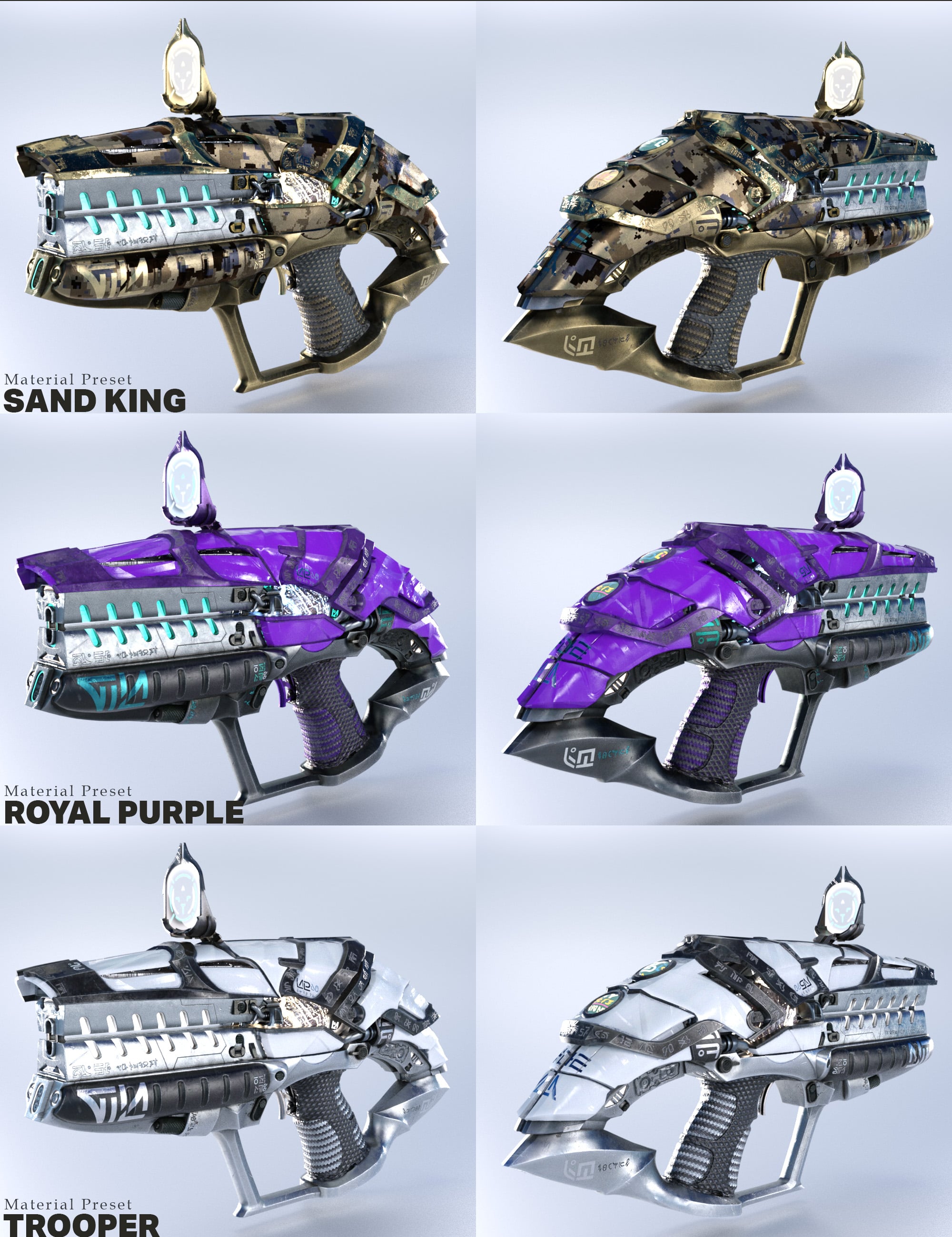 Extra Textures for Punkish Alien Pistol | Daz 3D