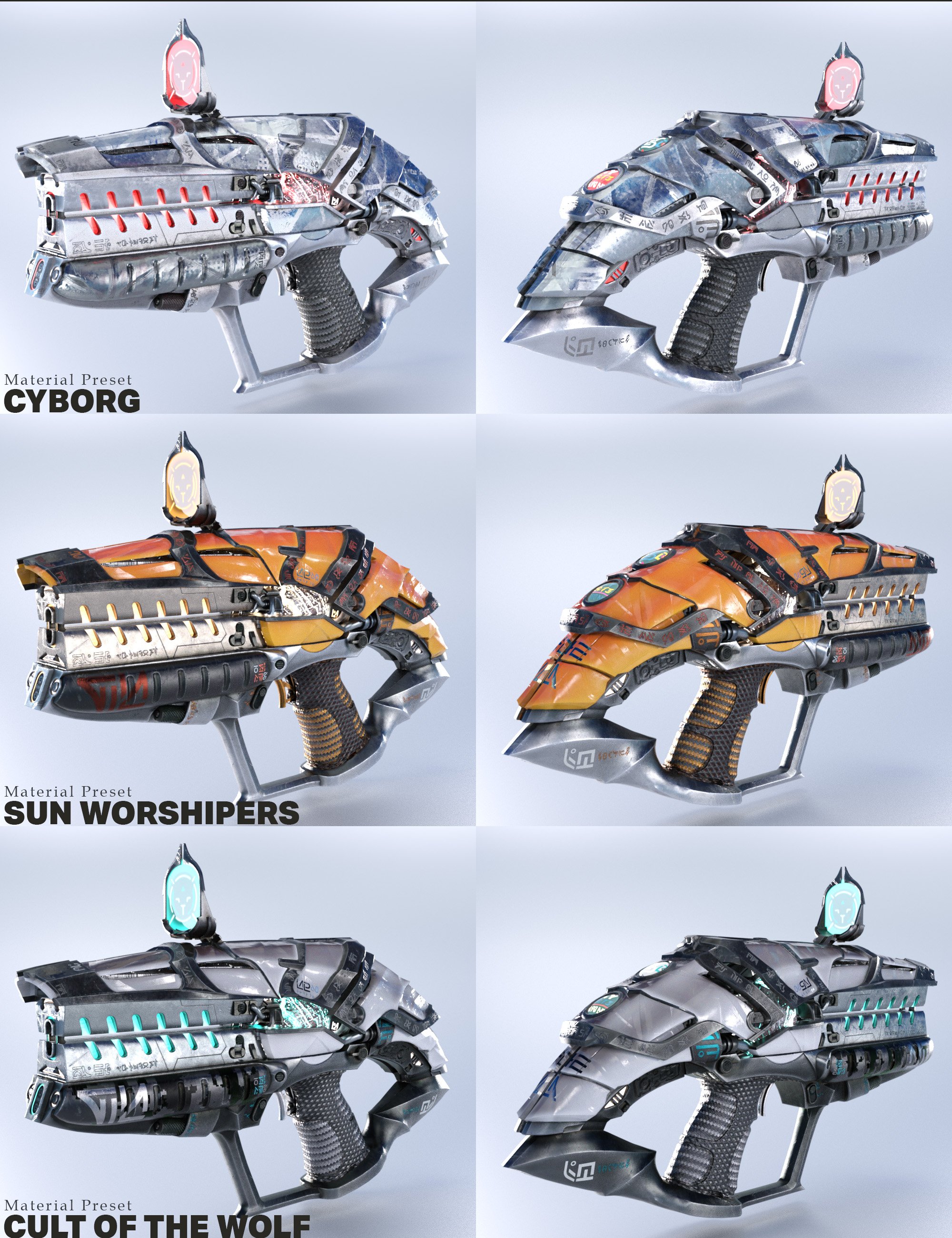 Extra Textures for Punkish Alien Pistol | Daz 3D