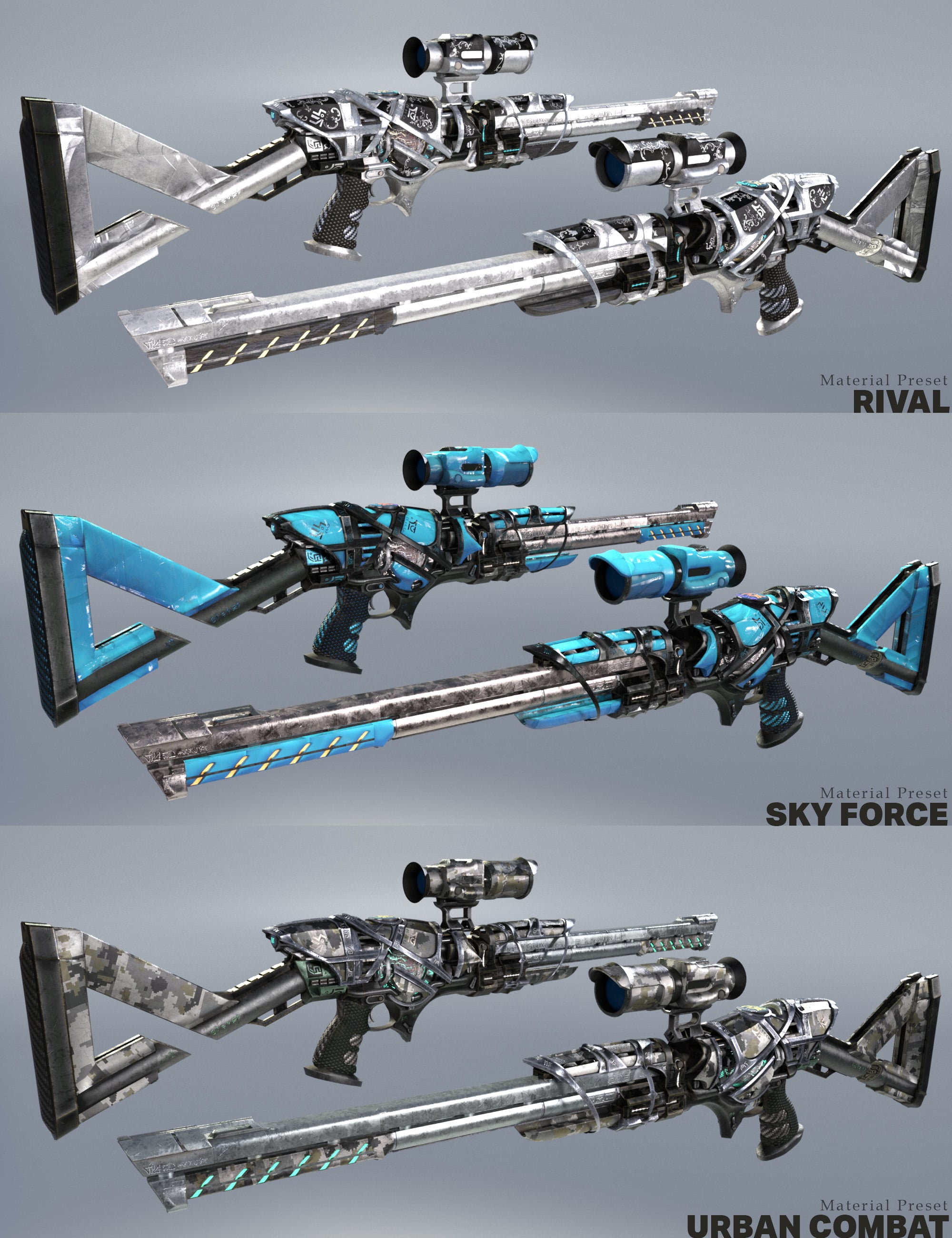 Extra Textures for Punkish Alien Sniper Rifle | Daz 3D