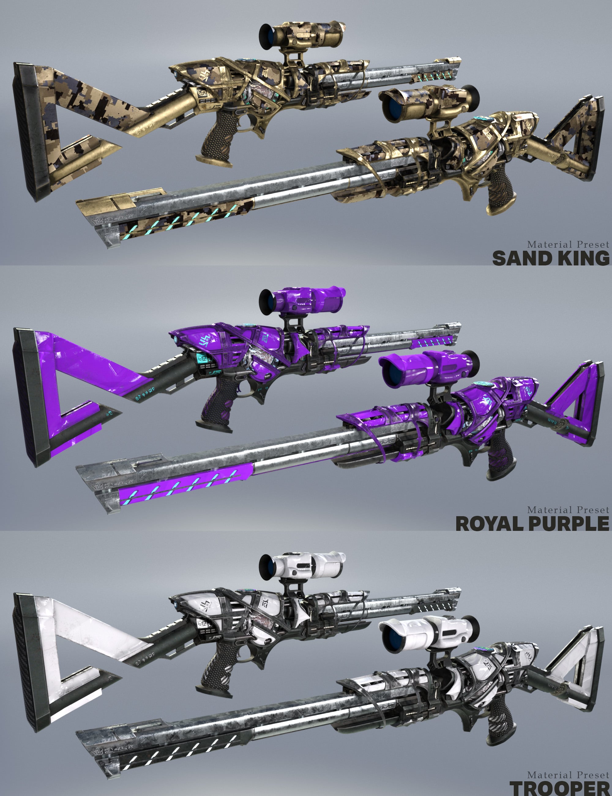 Extra Textures for Punkish Alien Sniper Rifle | Daz 3D