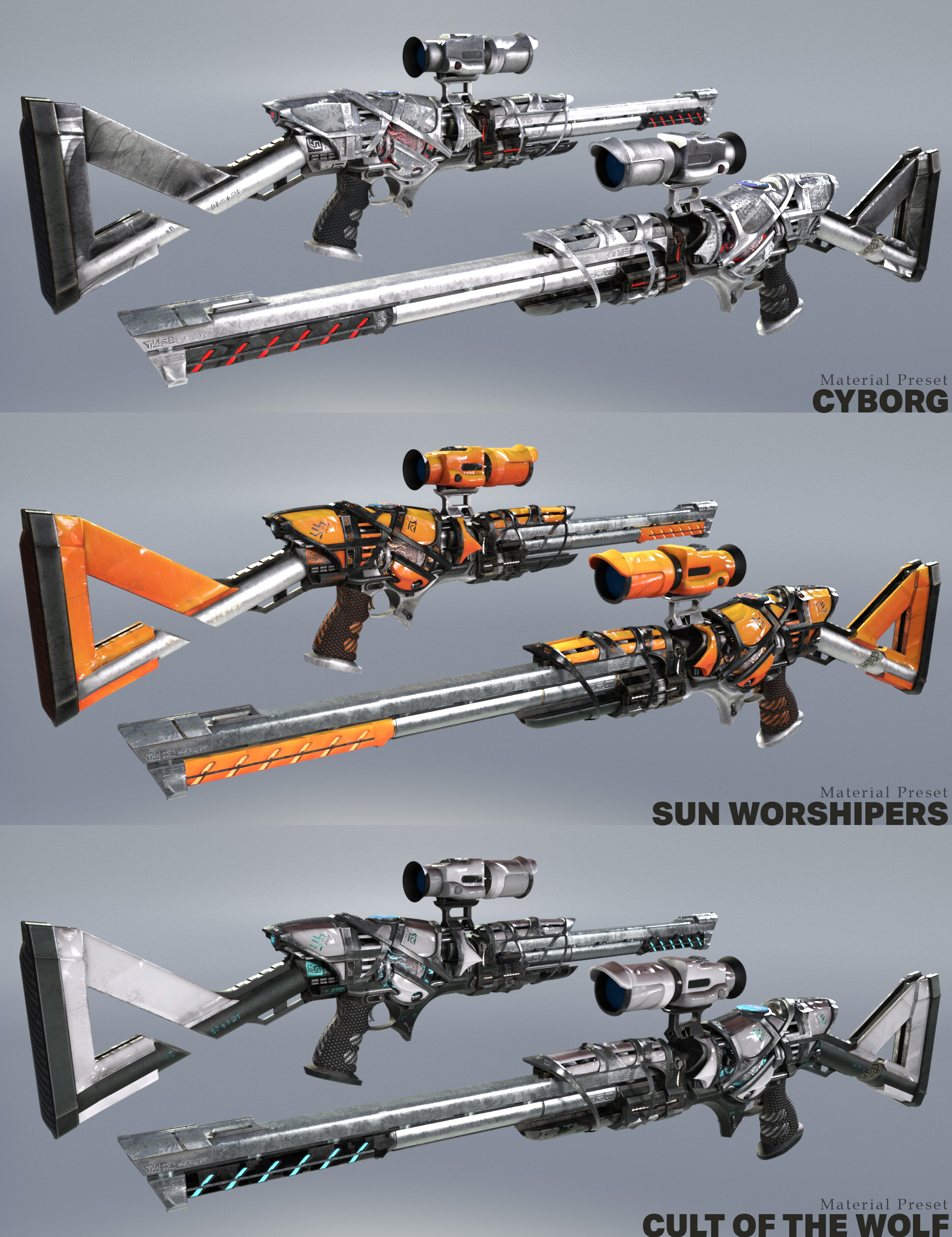 Extra Textures for Punkish Alien Sniper Rifle | Daz 3D