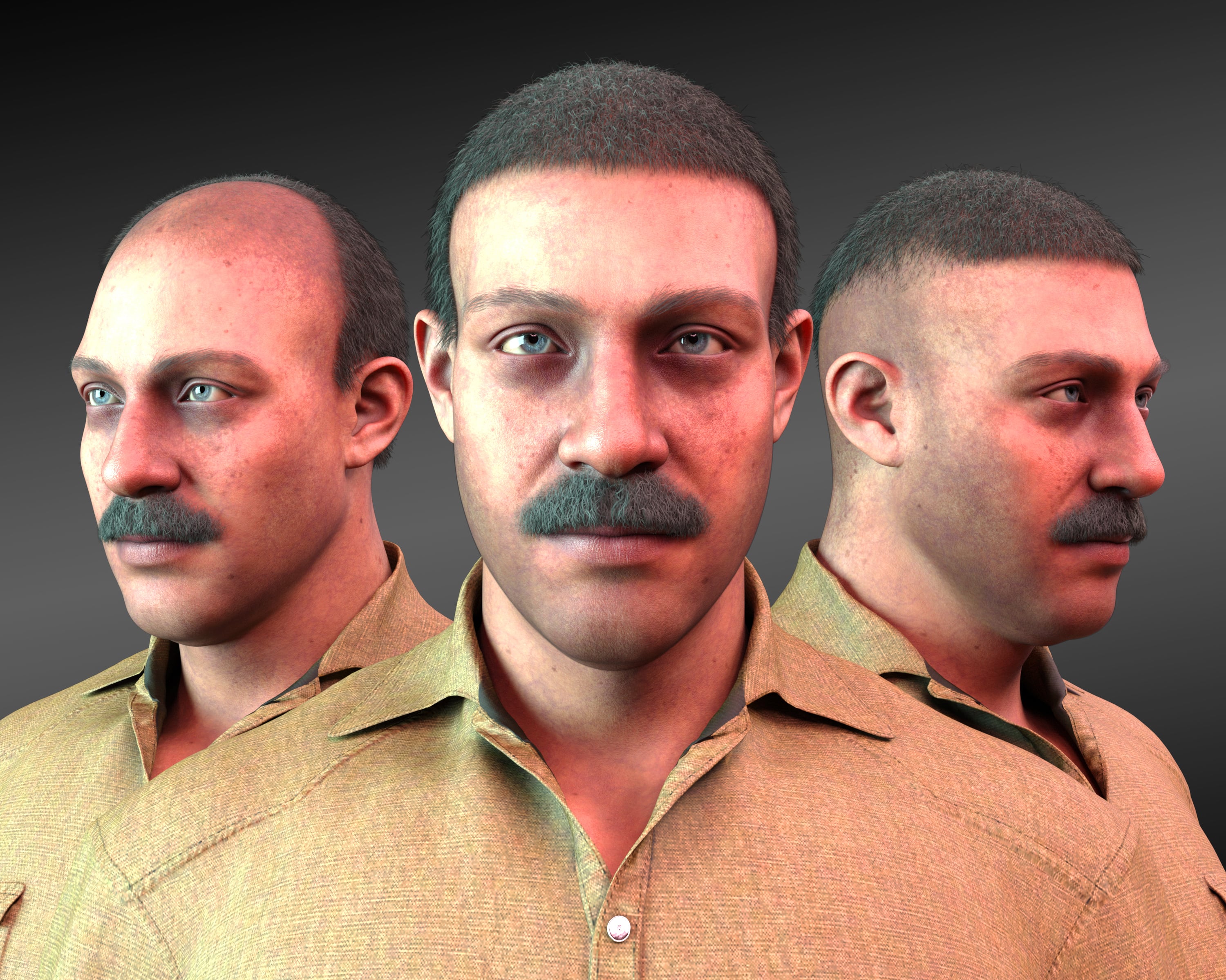 Semibald Hair and Moustache for Genesis 9 | Daz 3D