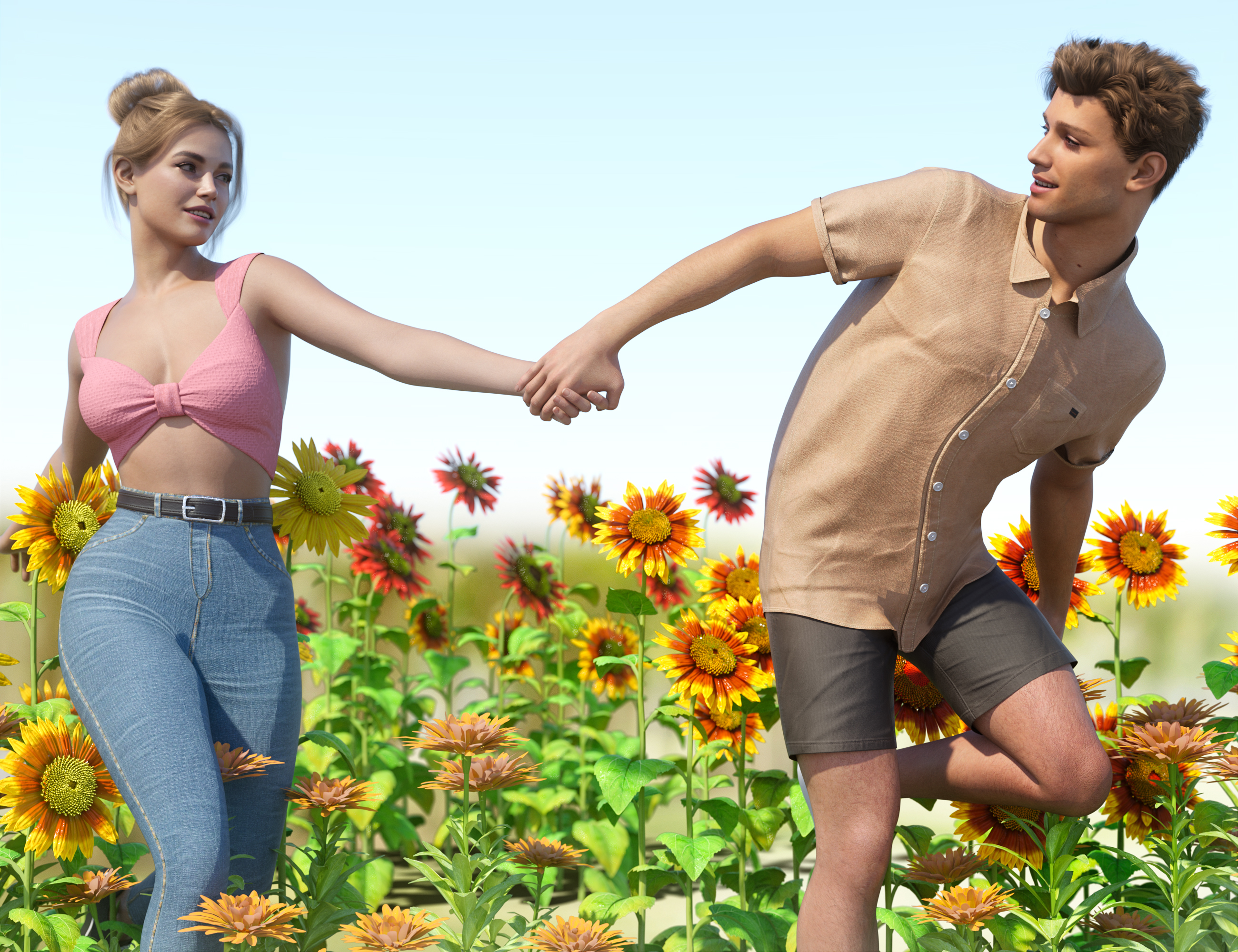 Z Pulling and Dragging Couple Poses for Genesis 9 and 8 | Daz 3D