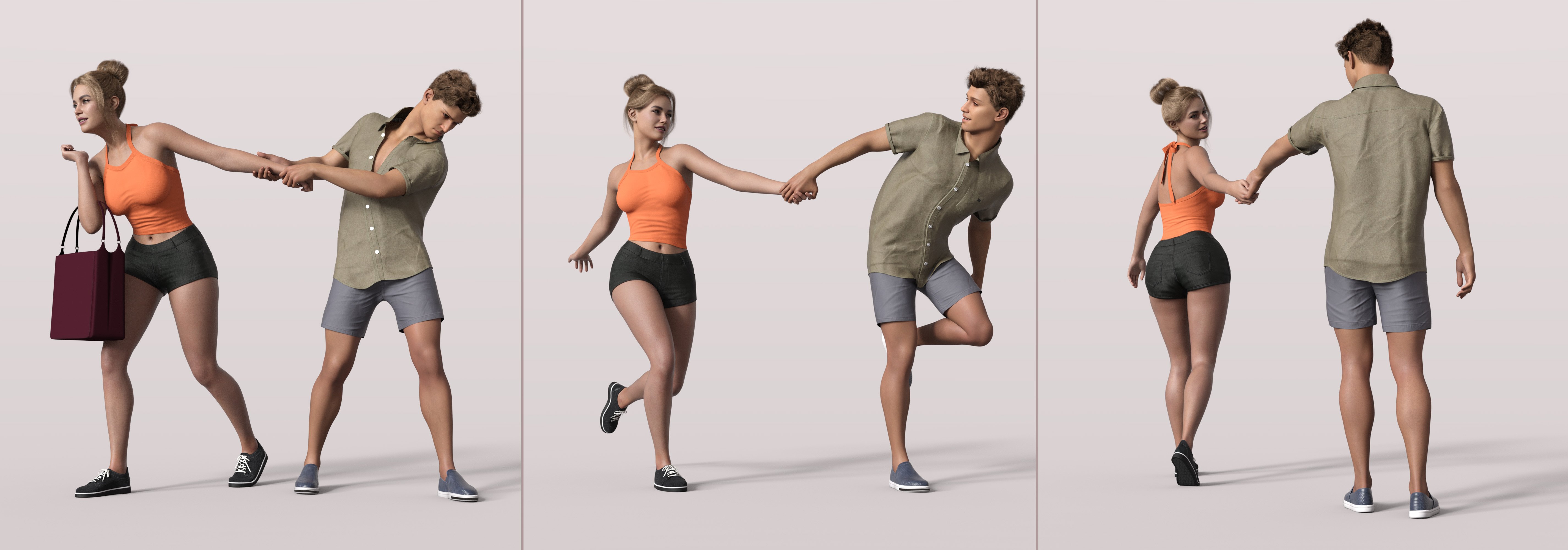 Z Pulling and Dragging Couple Poses for Genesis 9 and 8 | Daz 3D