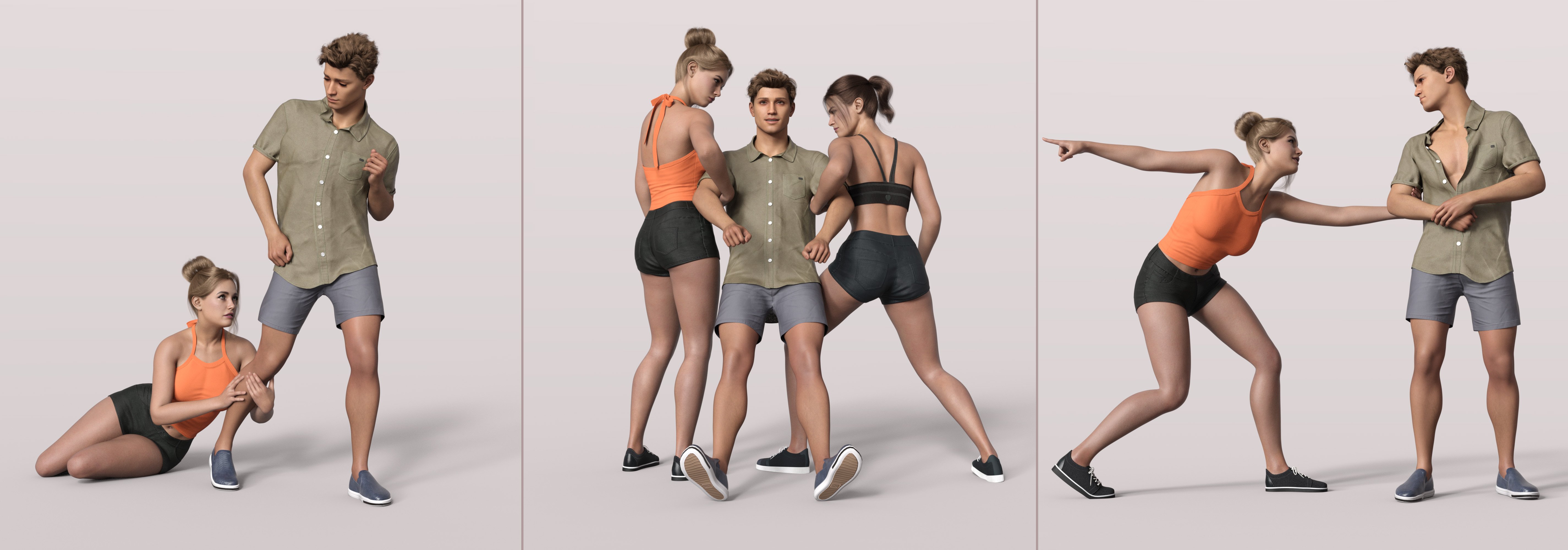 Z Pulling and Dragging Couple Poses for Genesis 9 and 8 | Daz 3D