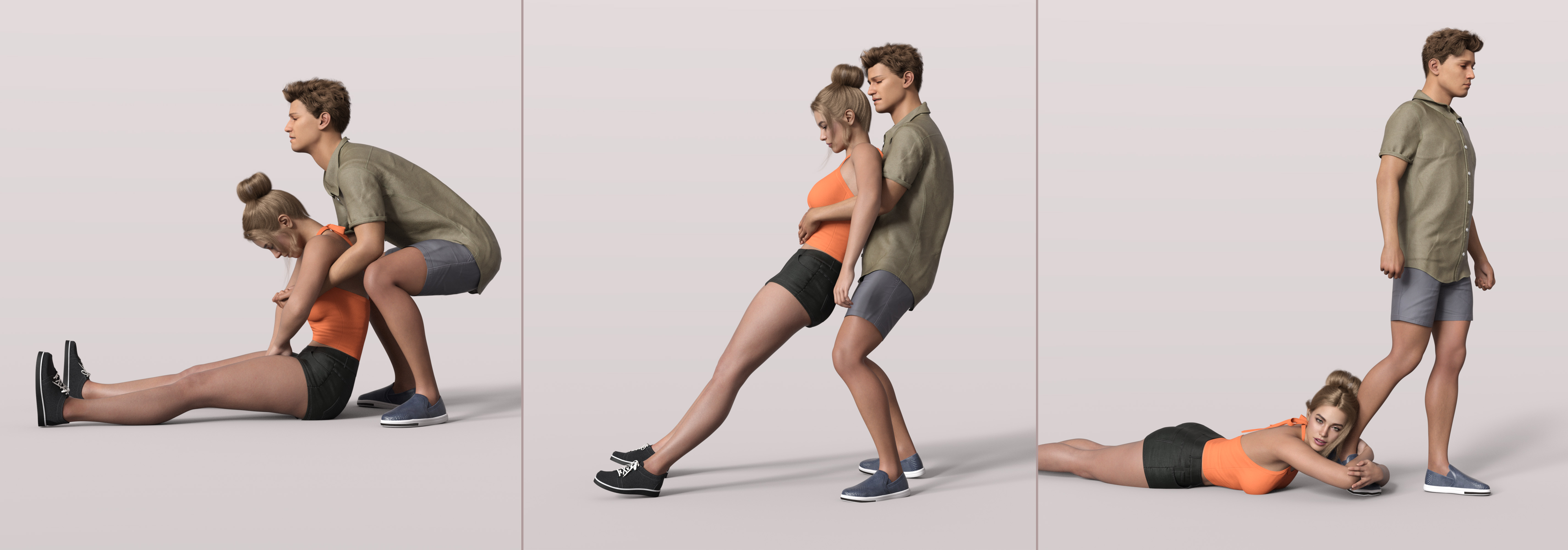 Z Pulling and Dragging Couple Poses for Genesis 9 and 8 | Daz 3D