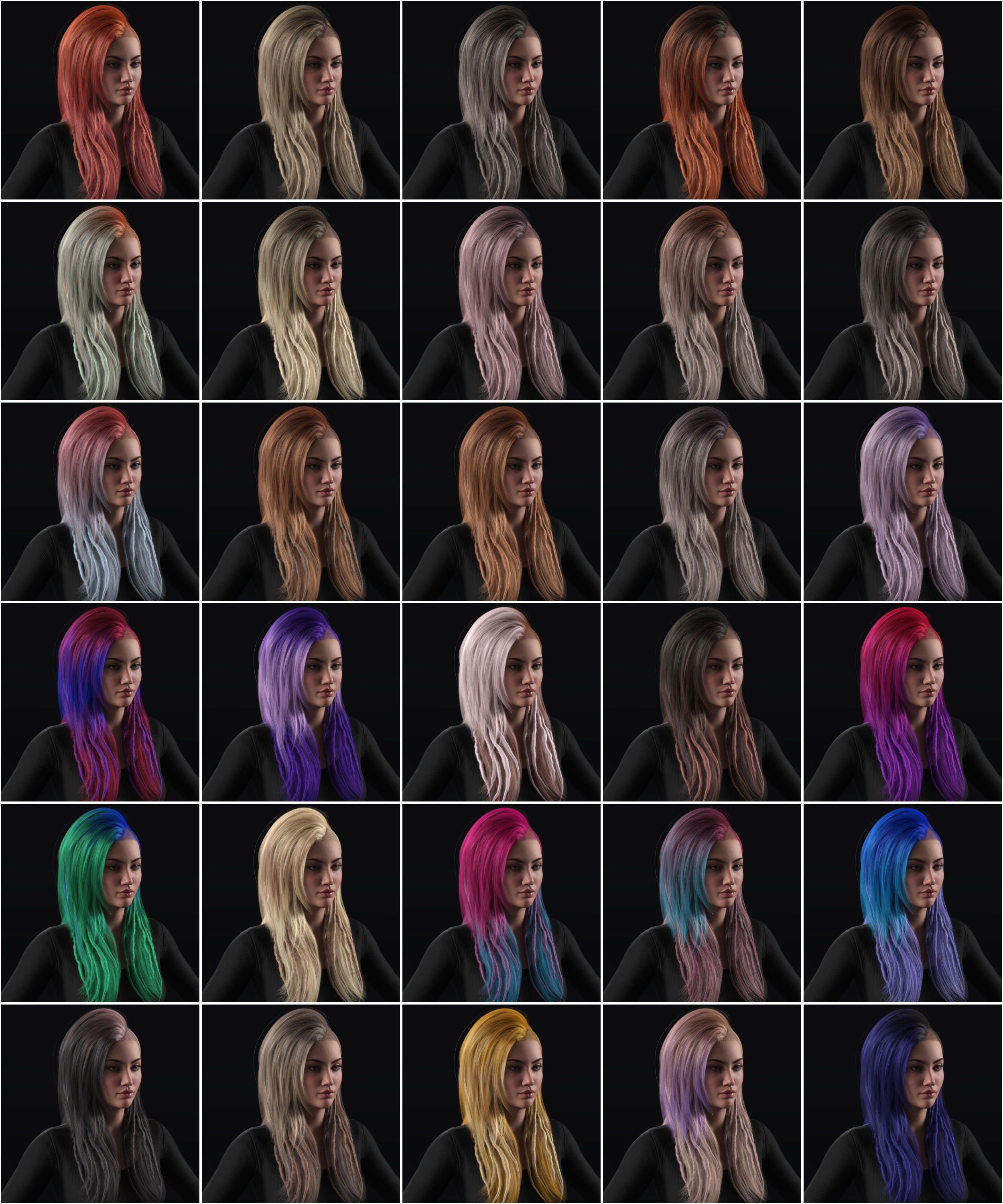 Sidecut Hair and Dreads Color Expansion | Daz 3D