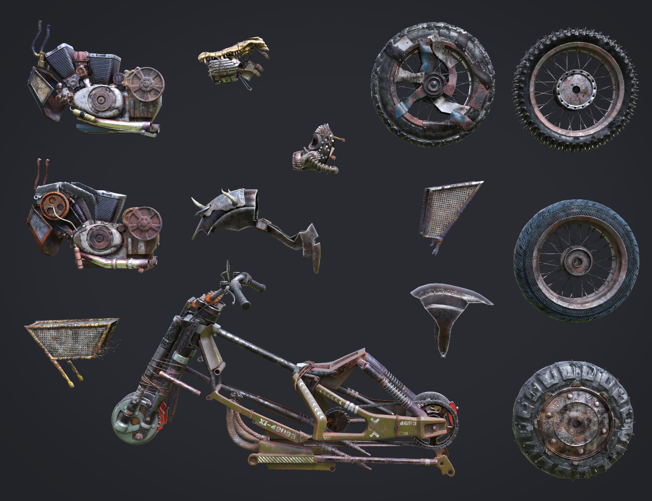 XI Modular Post Apocalyptic Motorcycle Rage | Daz 3D