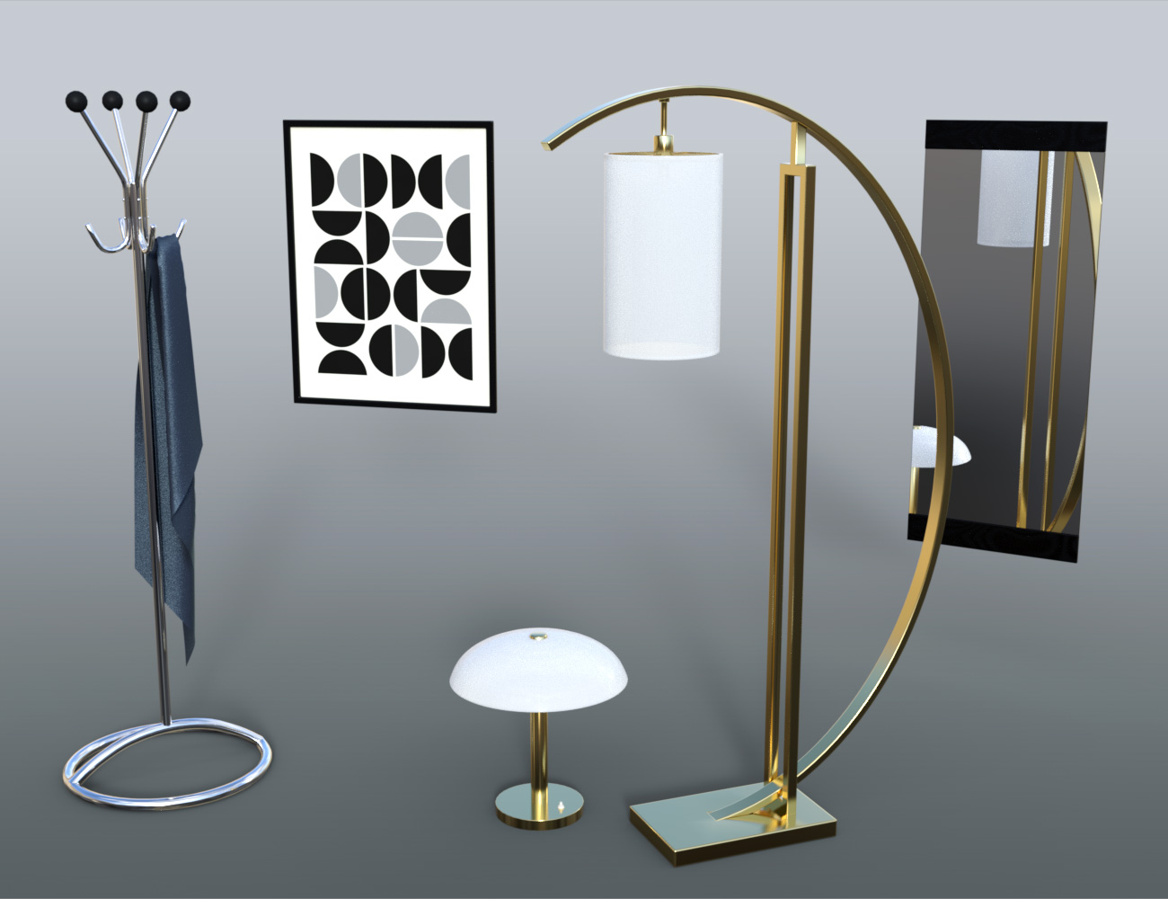 Mid-Century Modern Props | Daz 3D
