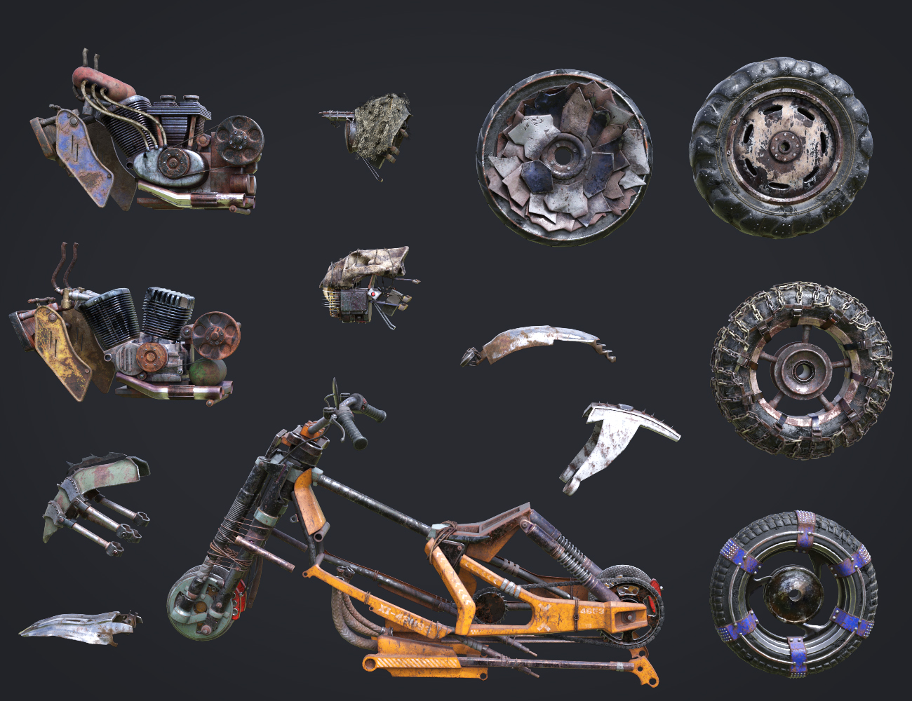 XI Modular Post Apocalyptic Motorcycle Savage | Daz 3D