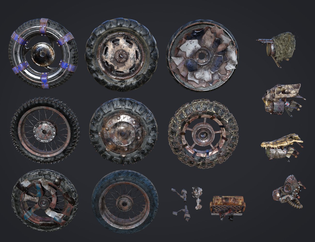 XI Modular Post Apocalyptic Motorcycle Bundle | Daz 3D