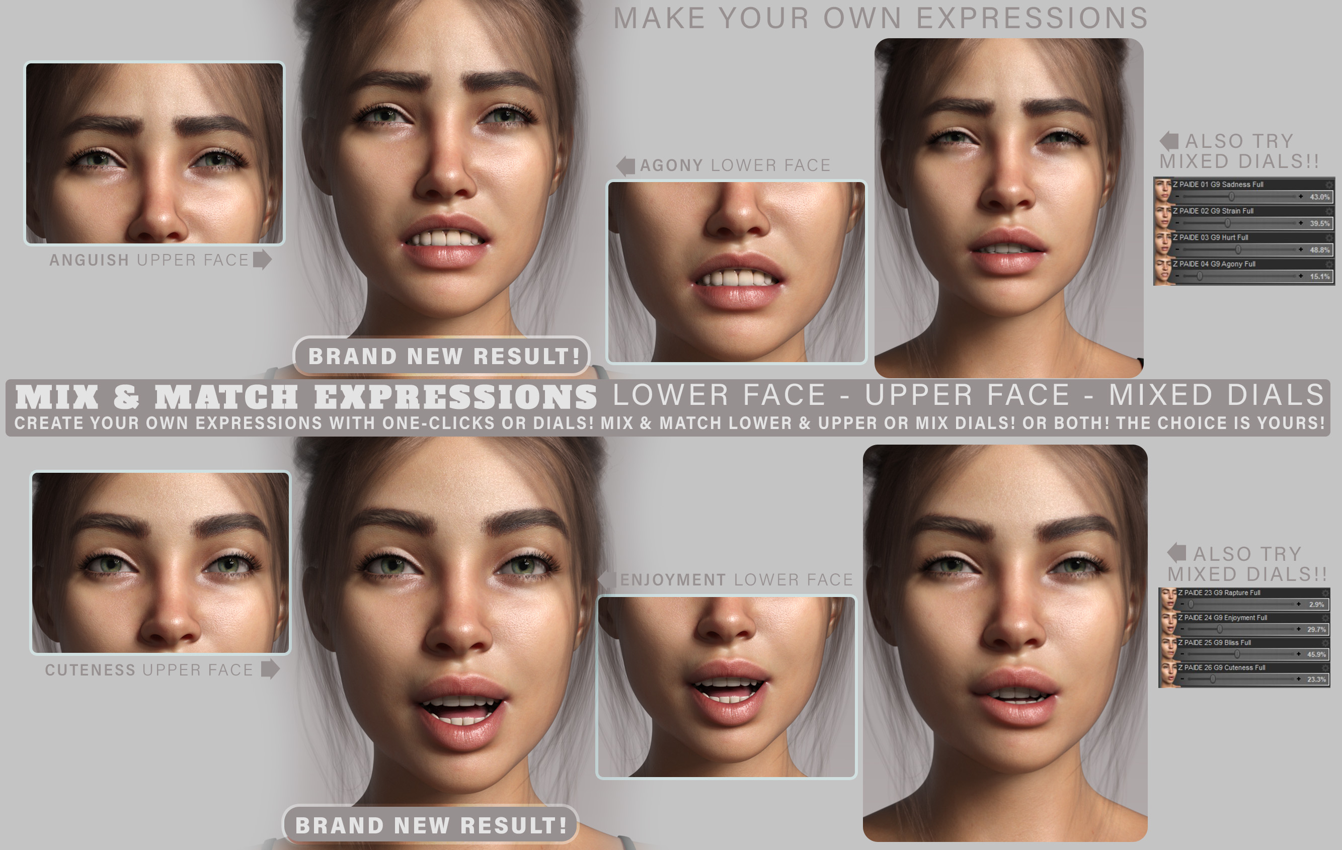 Z Deep Emotions Expressions for Genesis 9 | Daz 3D