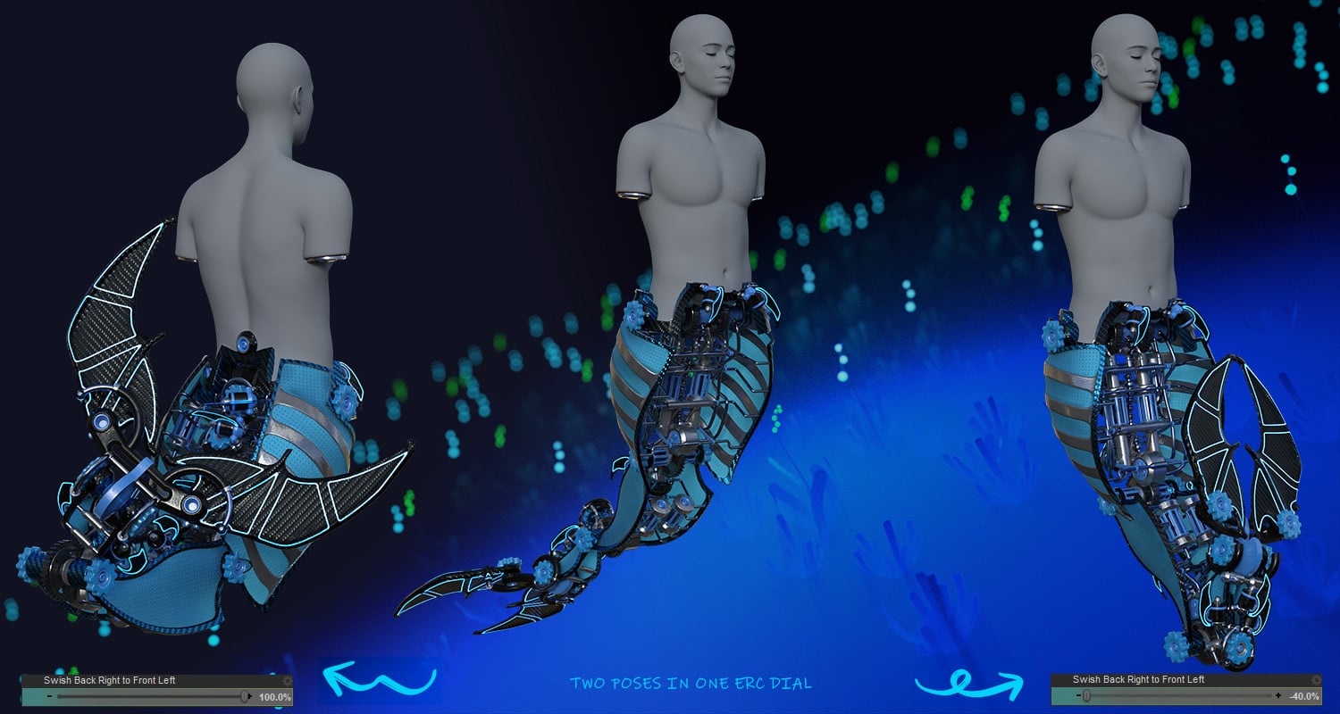 Koi Life ERC Poses for the Koi Bot Mech Tail | Daz 3D