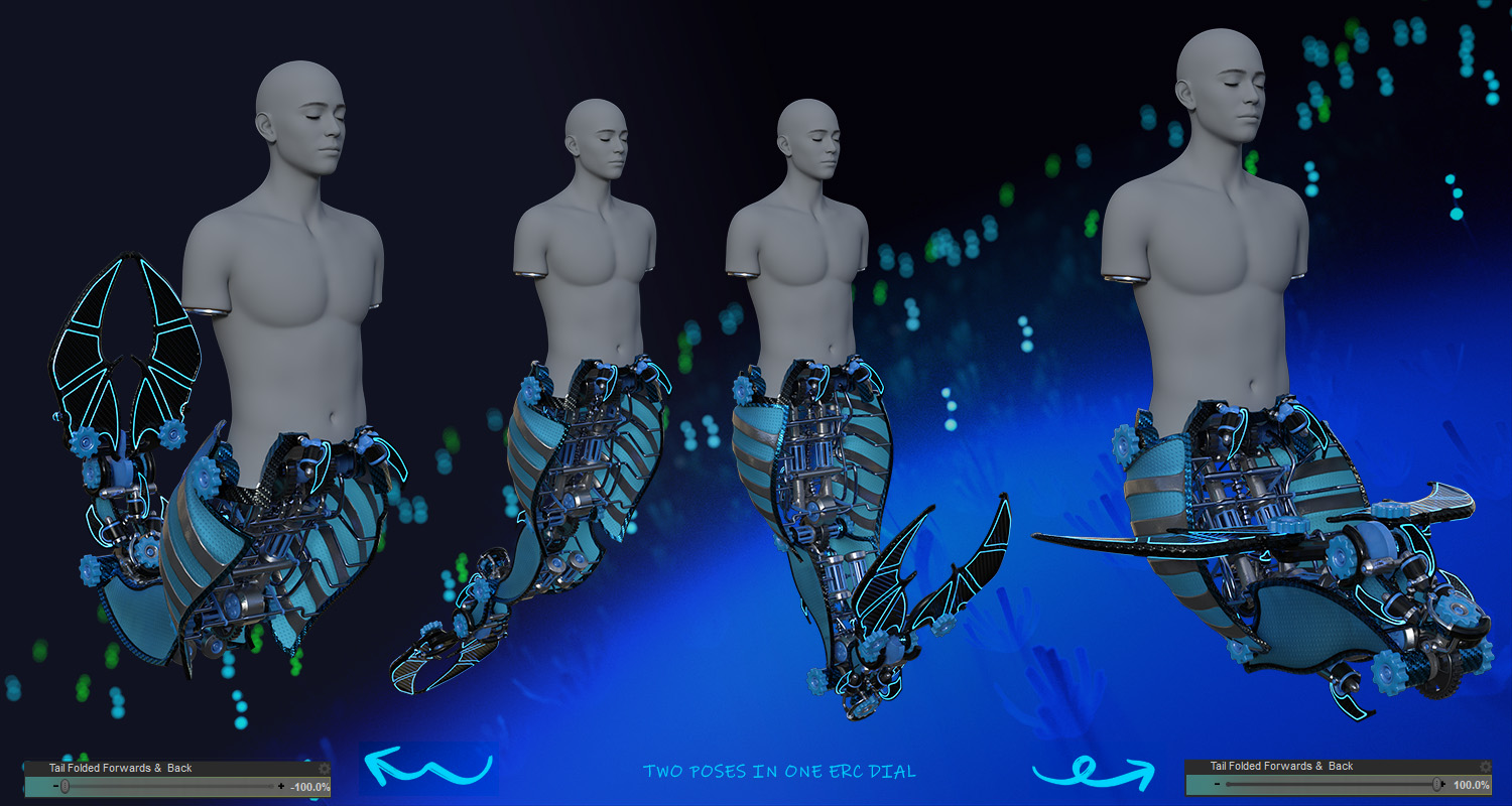 Koi Life ERC Poses for the Koi Bot Mech Tail | Daz 3D