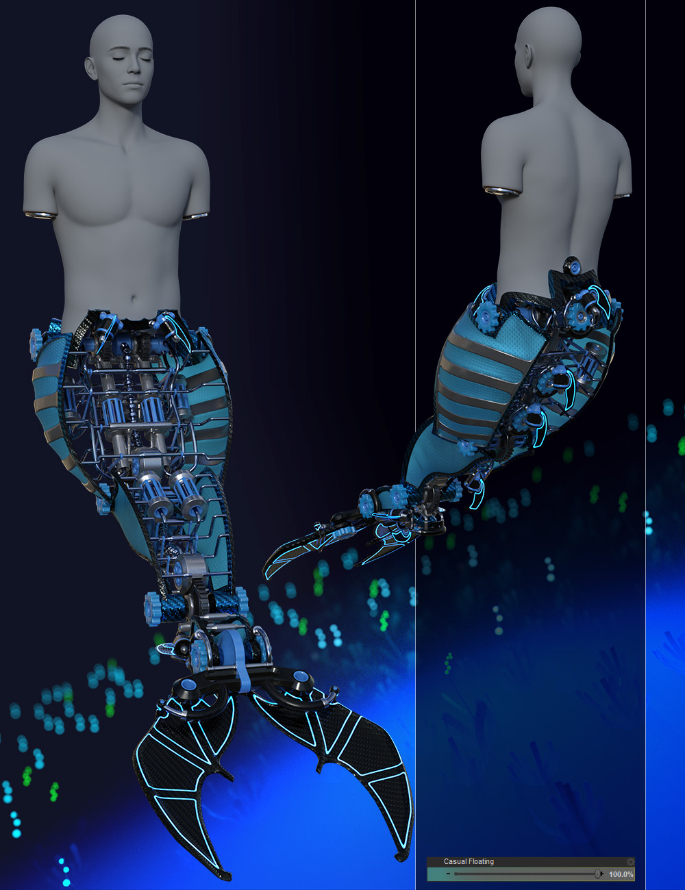 Koi Life ERC Poses for the Koi Bot Mech Tail | Daz 3D