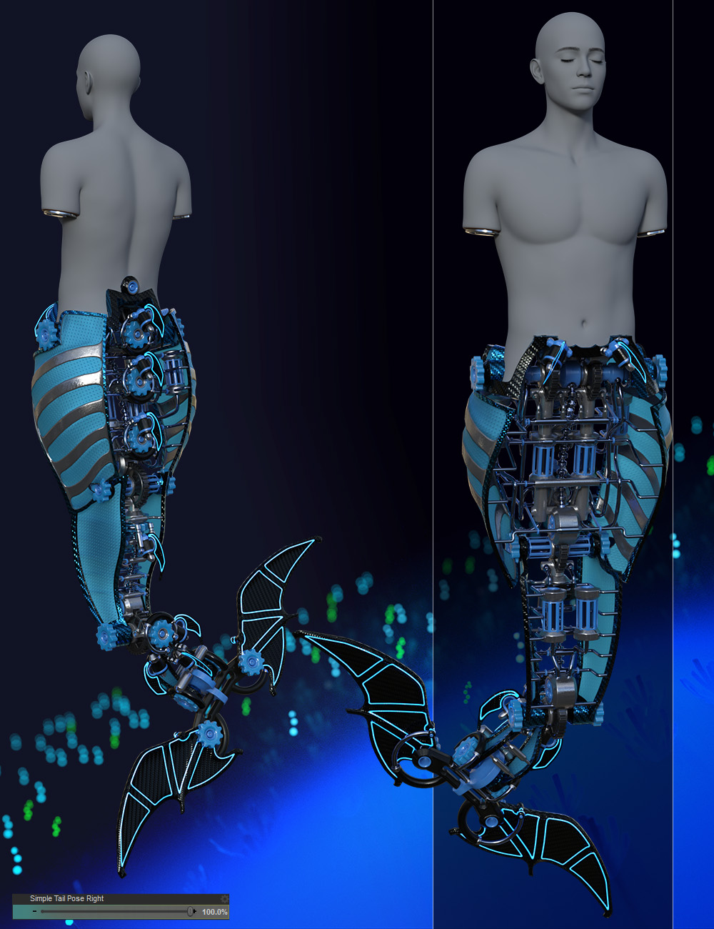 Koi Life ERC Poses for the Koi Bot Mech Tail | Daz 3D