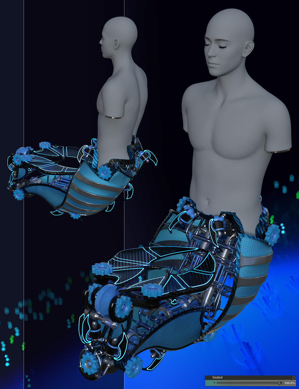 Koi Life ERC Poses for the Koi Bot Mech Tail | Daz 3D