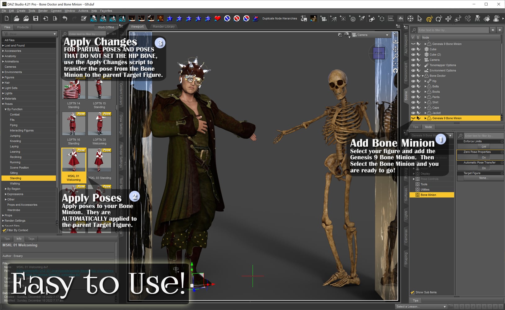 Bone Minion for Genesis 9 Poses Bundle | Daz 3D
