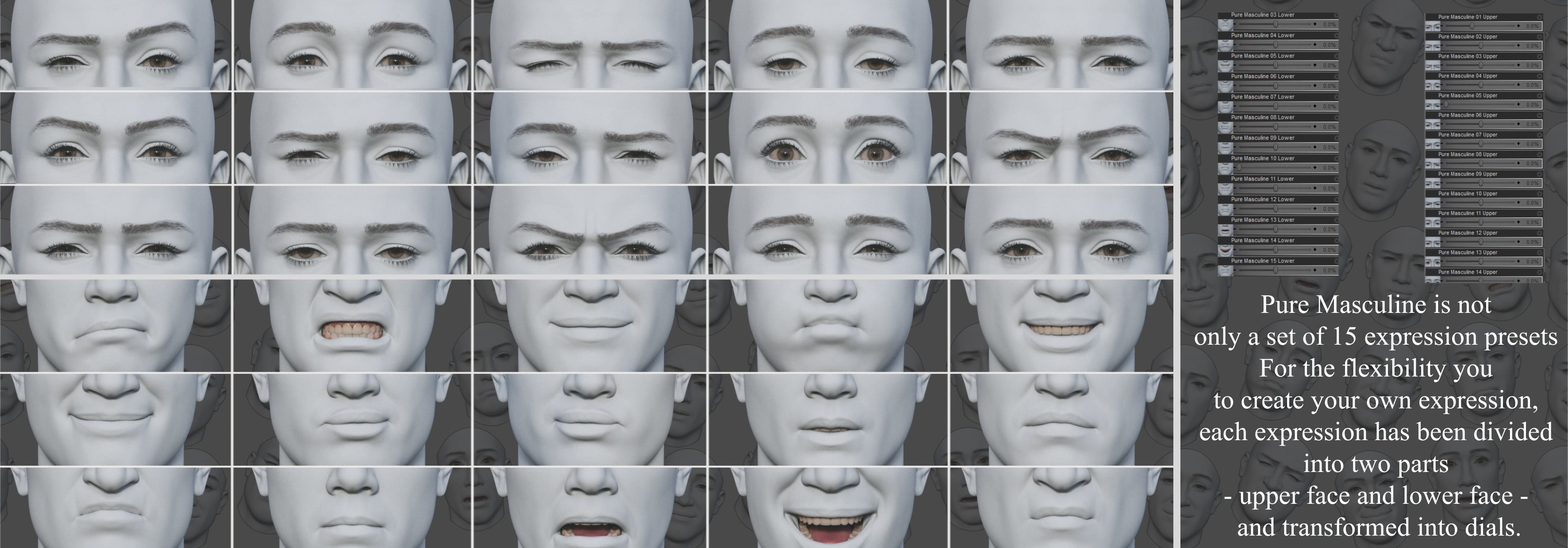 Pure Masculine Expressions for Genesis 9 | Daz 3D