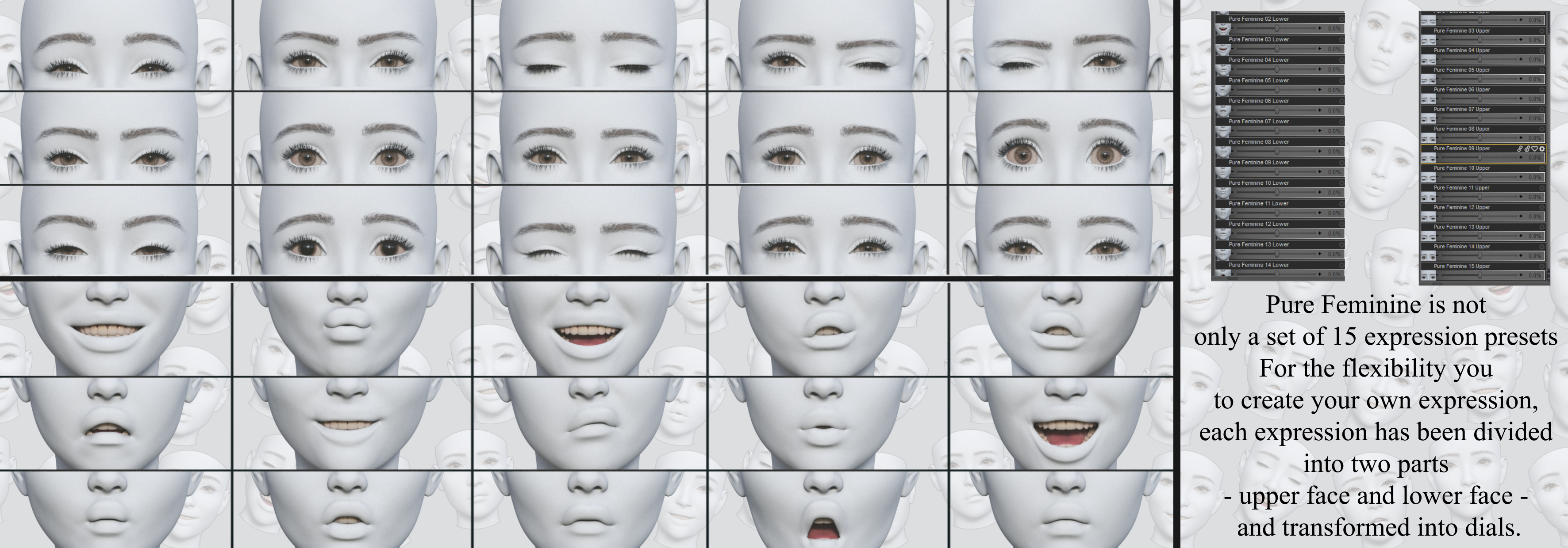 Pure Feminine Expressions for Genesis 9 | Daz 3D