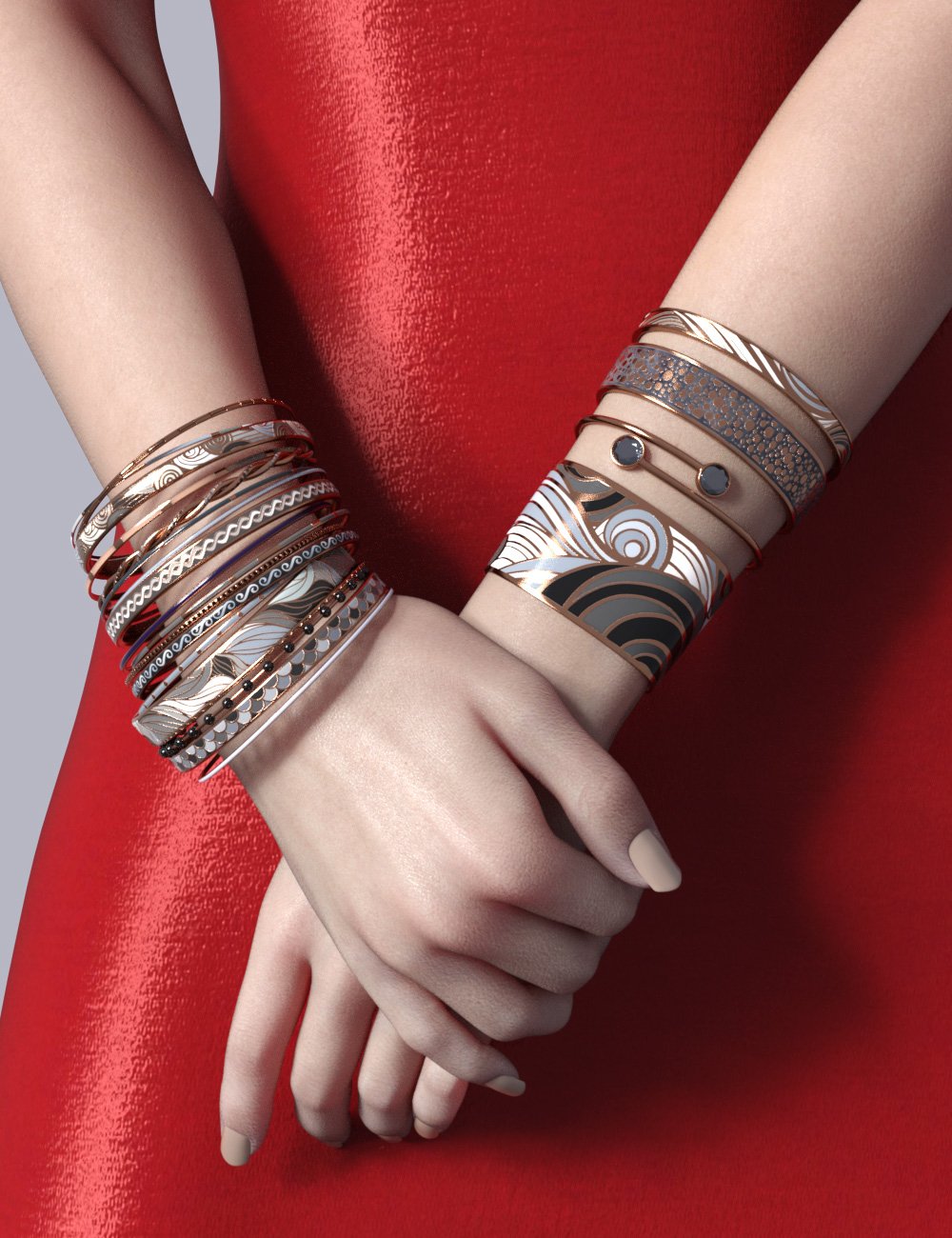 Stacked Bangles for Genesis 9 | Daz 3D