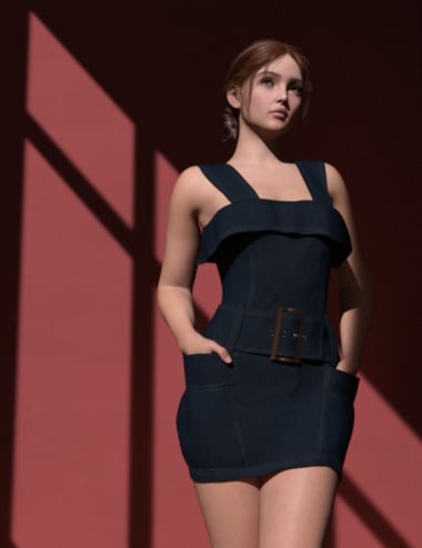 dForce MK Denim Strap Dress for Genesis 9 | Daz 3D