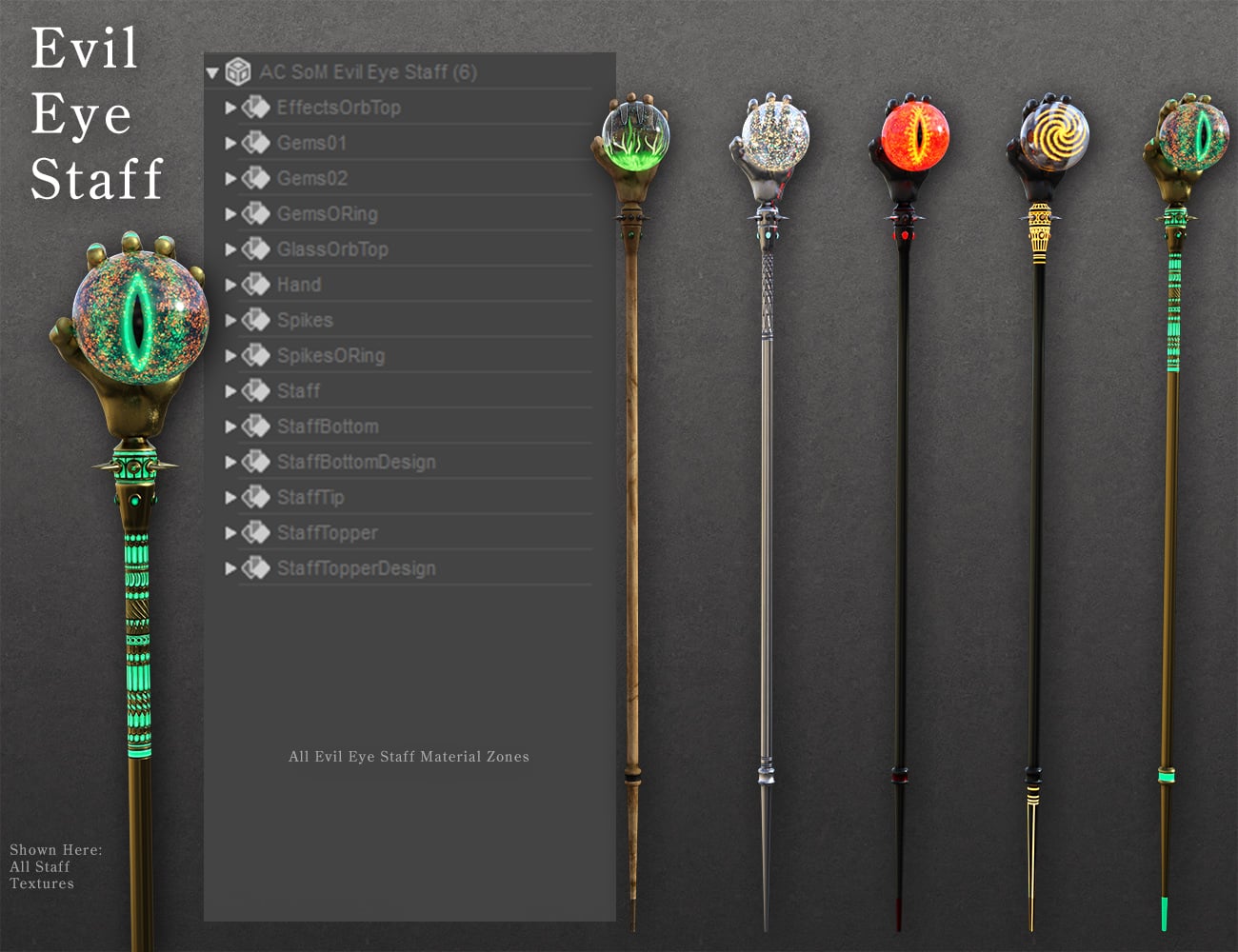 Staves of Magic for Genesis 8, 8.1, and 9 | Daz 3D