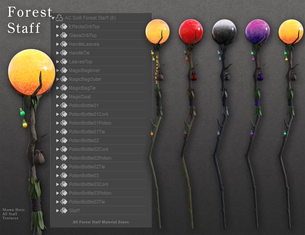 Staves of Magic for Genesis 8, 8.1, and 9 | Daz 3D