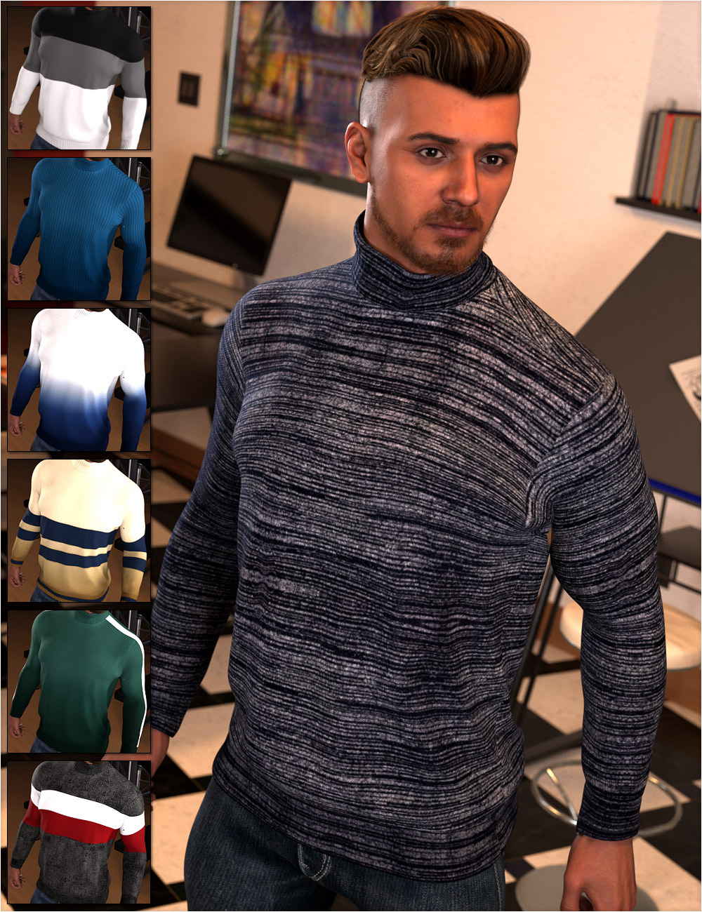 Tomboyish Textures for OOT Masculine Modern Shirts Collection | Daz 3D