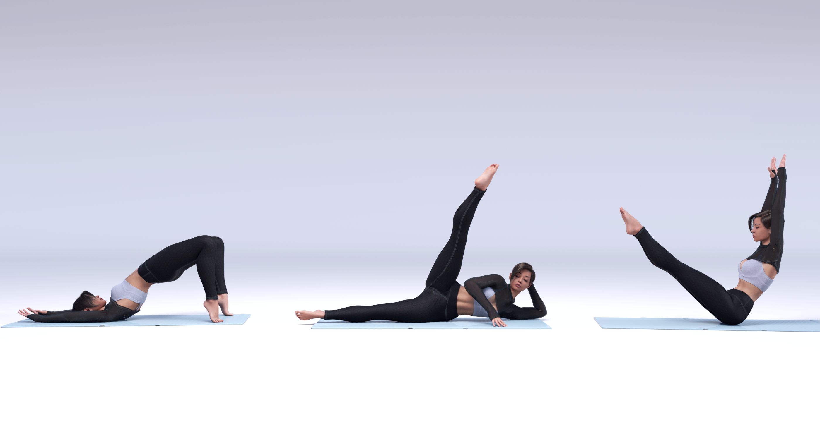 Fun Flex Pilates Poses for Genesis 9 | Daz 3D