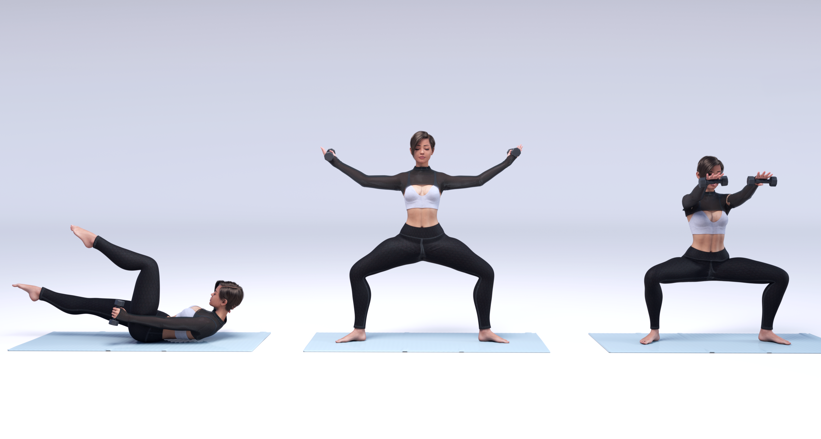 Fun Flex Pilates Poses for Genesis 9 | Daz 3D
