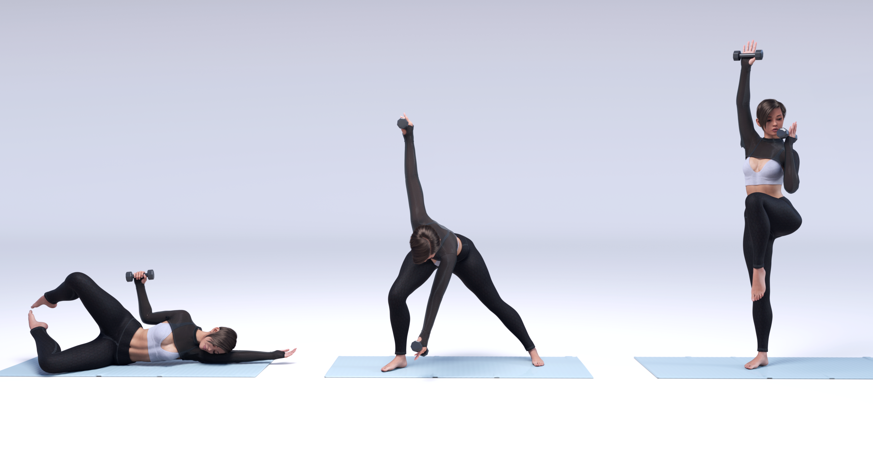 Fun Flex Pilates Poses for Genesis 9 | Daz 3D