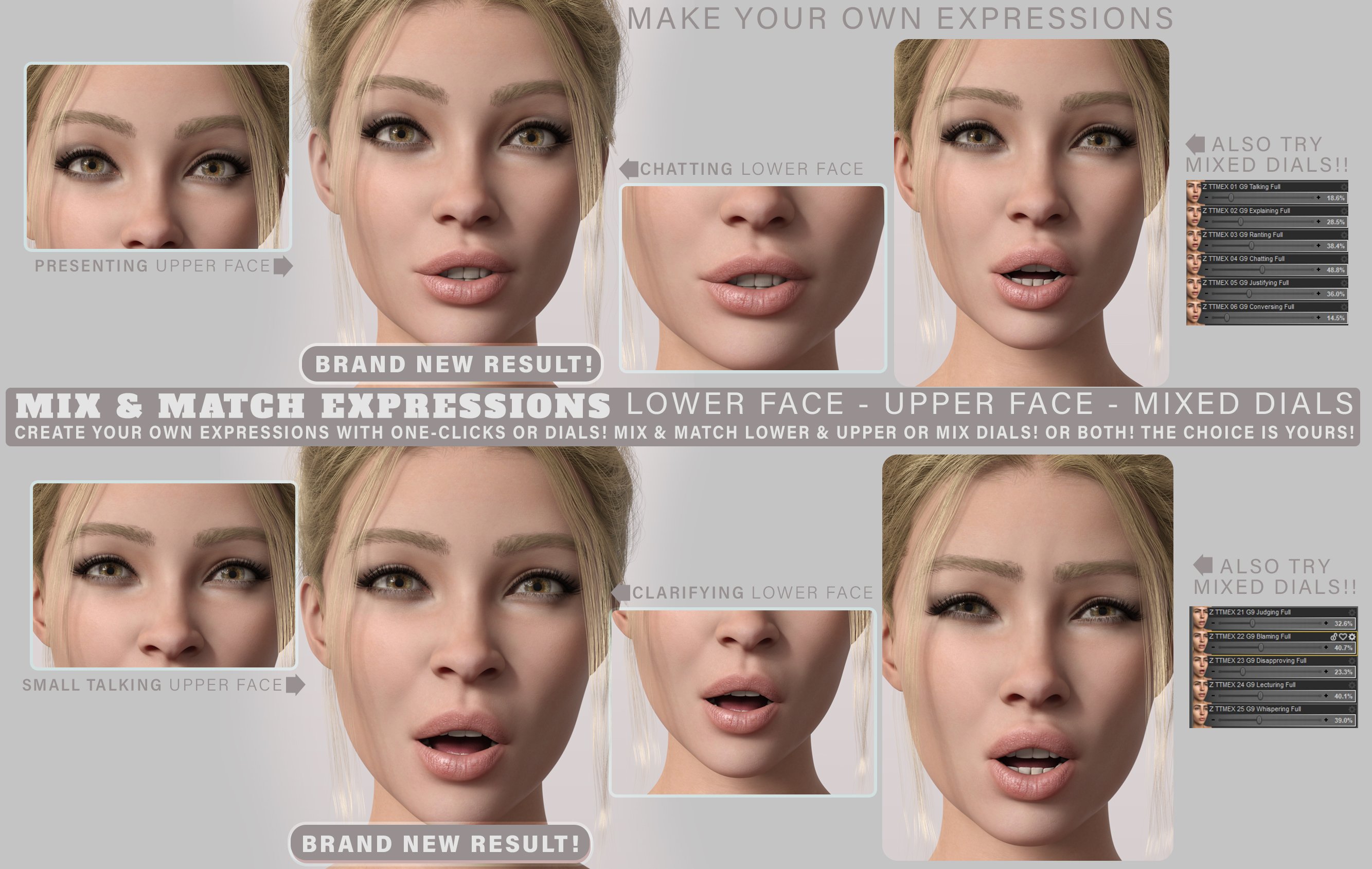 Z Talk To Me Mix and Match Expressions for Genesis 9 | Daz 3D