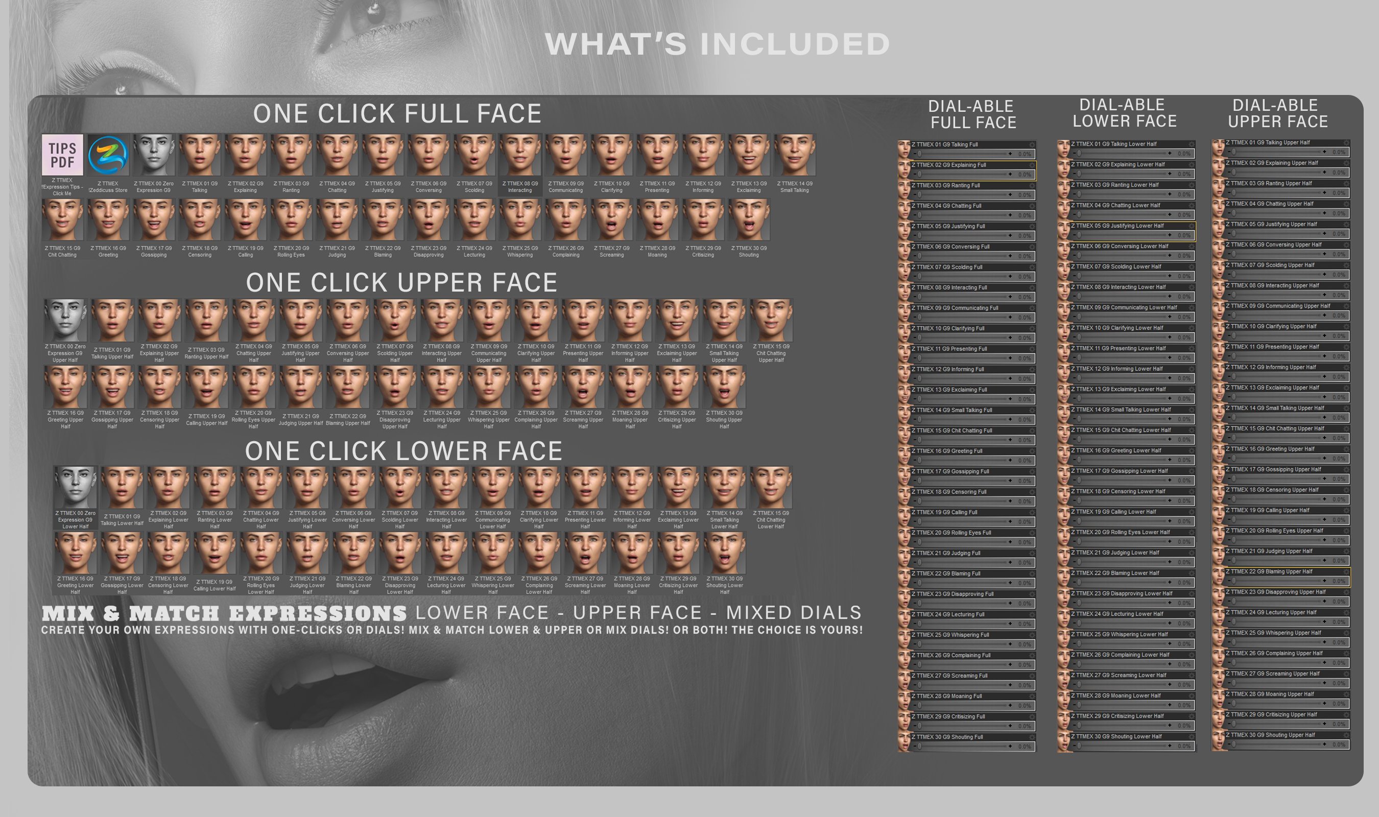 Z Talk To Me Mix and Match Expressions for Genesis 9 | Daz 3D