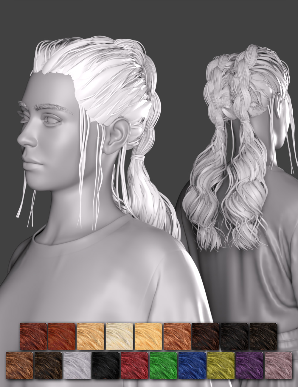 CL Sporty Braided Hair for Genesis 9 | Daz 3D