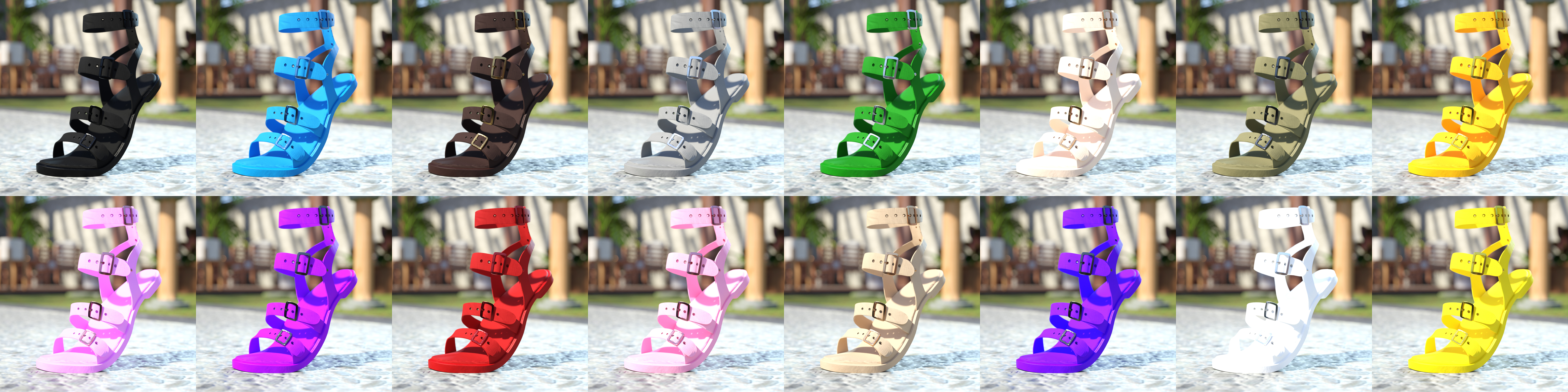 Phaedra Flat Sandals For Genesis 9 and 8 Female | Daz 3D