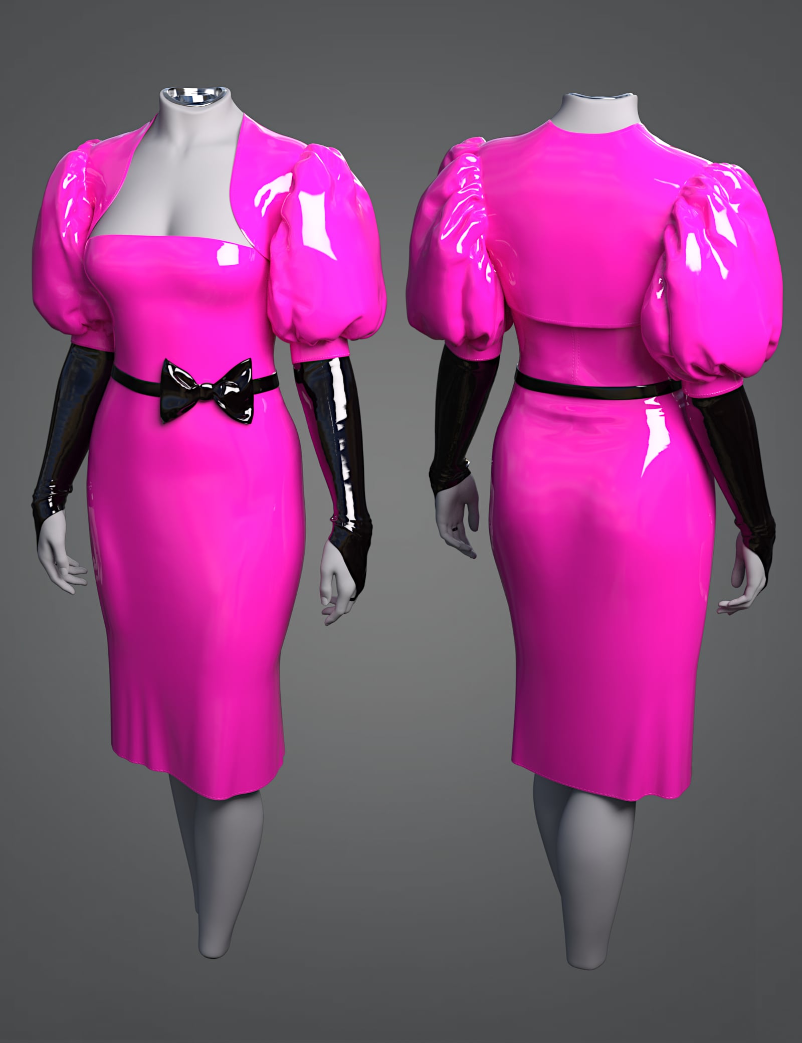 dForce Latex Bow Outfit for Genesis 9 | Daz 3D