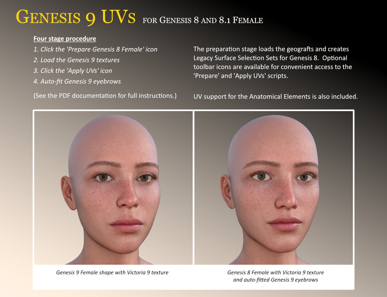 Genesis 9 UVs for Genesis 8 and 8.1 Female | Daz 3D