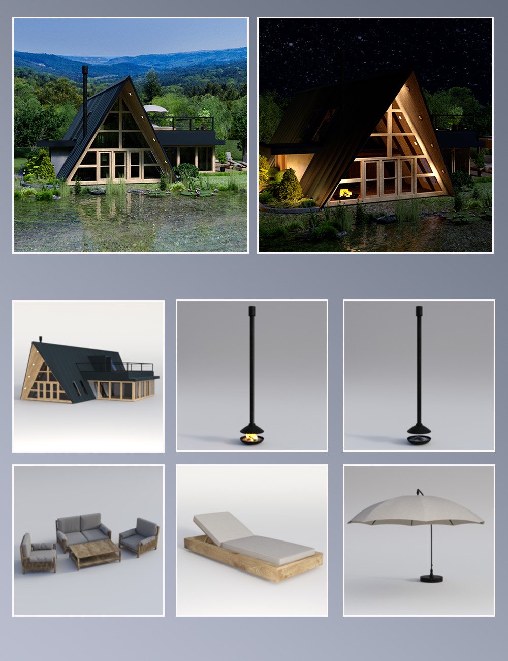 Scandinavian Style A-Frame House | Daz 3D