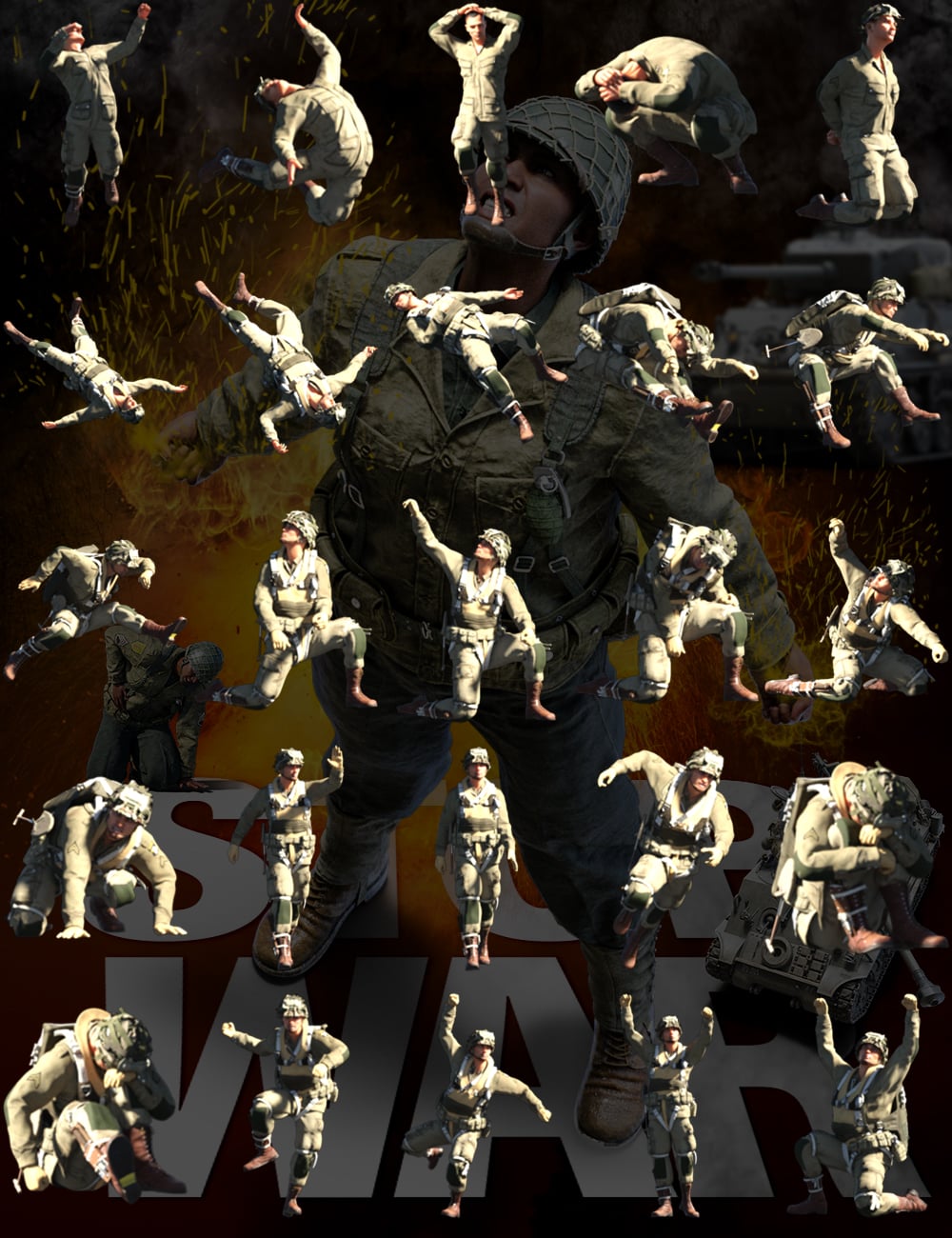 MAGZ War Zone Poses for Genesis 9 and 8 Male | Daz 3D