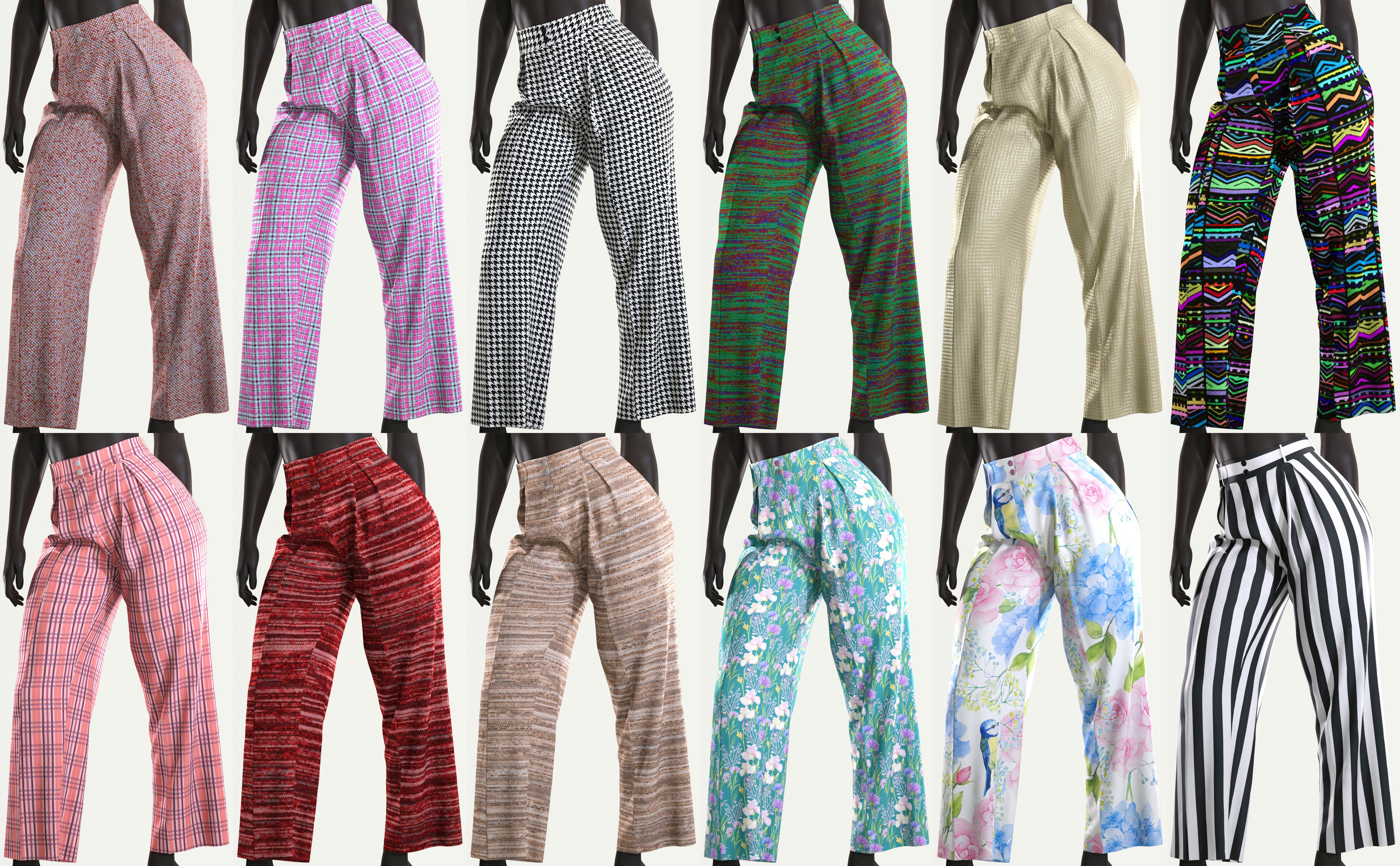 CHB Pleated Pants Outfit Texture Add-on | Daz 3D