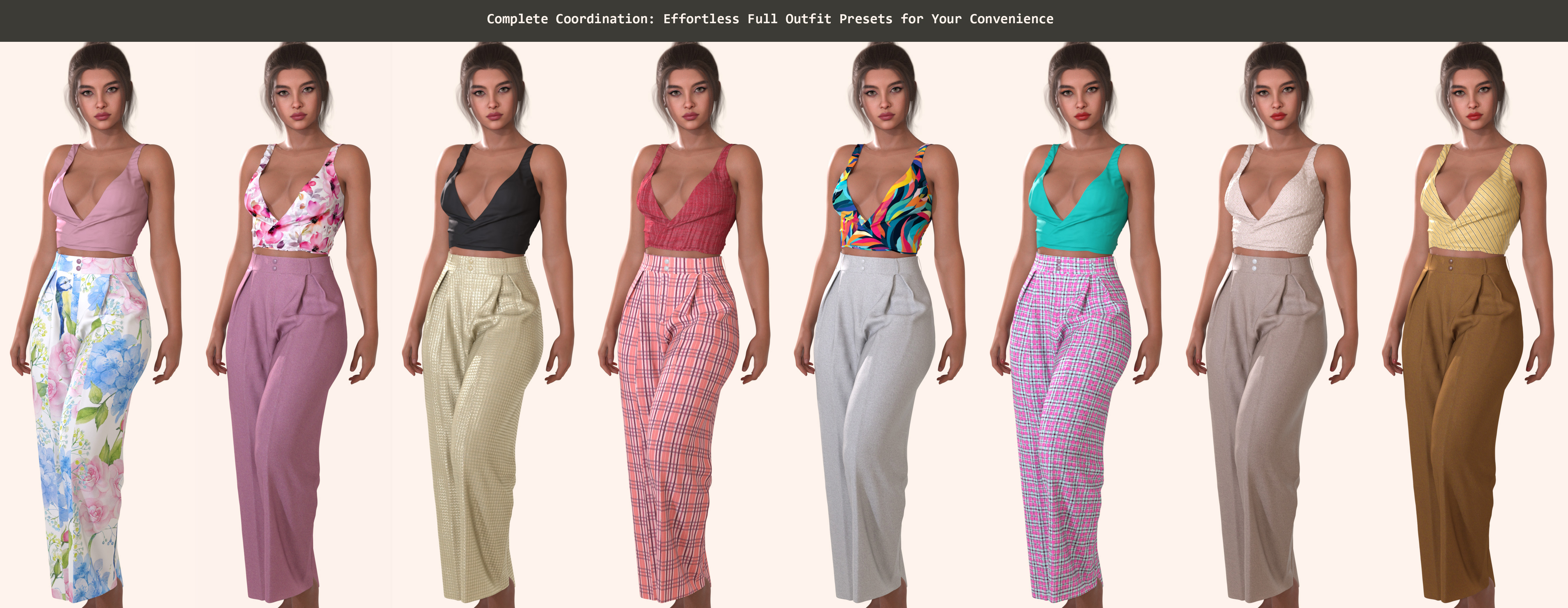CHB Pleated Pants Outfit Texture Add-on | Daz 3D
