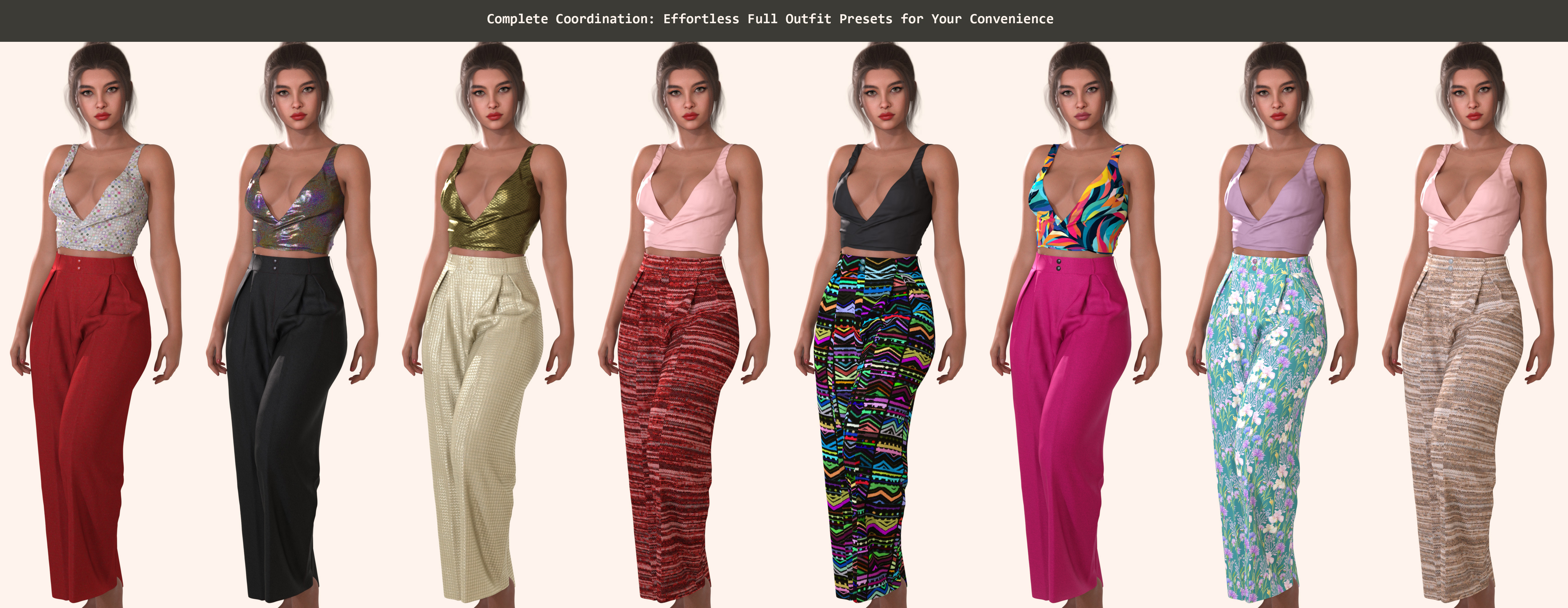 CHB Pleated Pants Outfit Texture Add-on | Daz 3D
