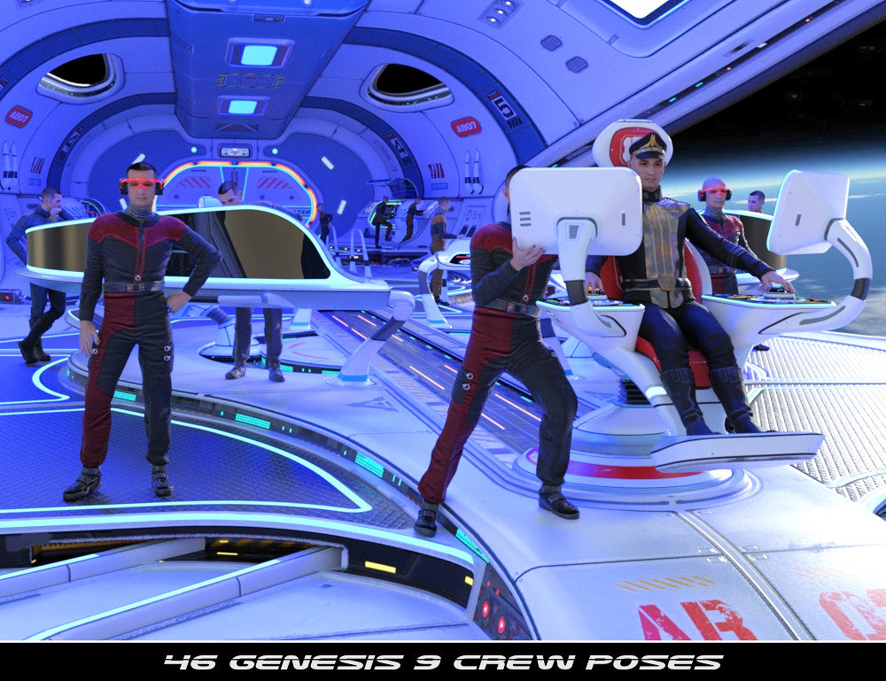 The Command Deck Crew Poses for Genesis 8 and 9 | Daz 3D