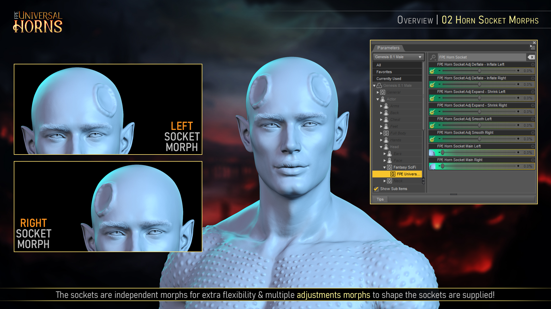 FPE Universal Horns for Genesis 8.1 Male | Daz 3D
