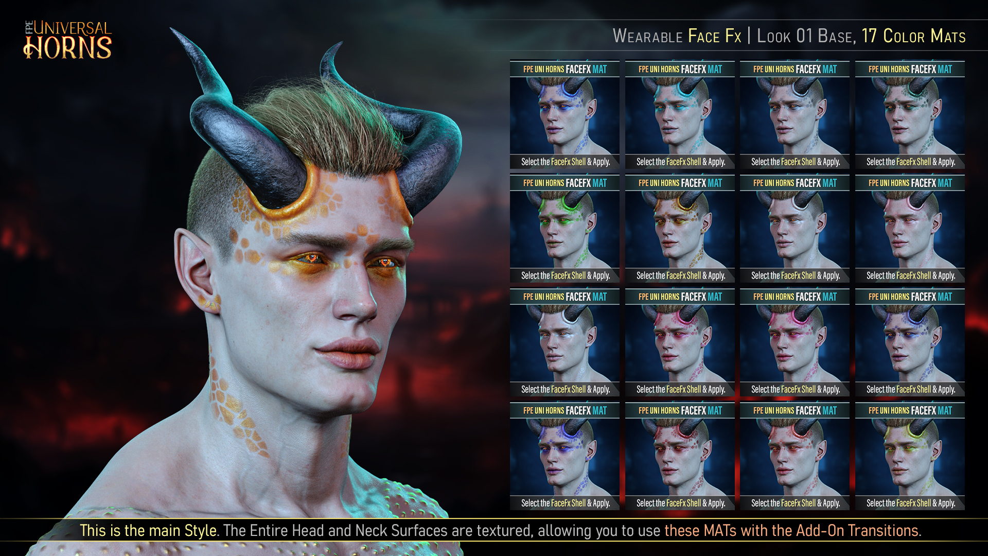 FPE Universal Horns for Genesis 8.1 Male | Daz 3D