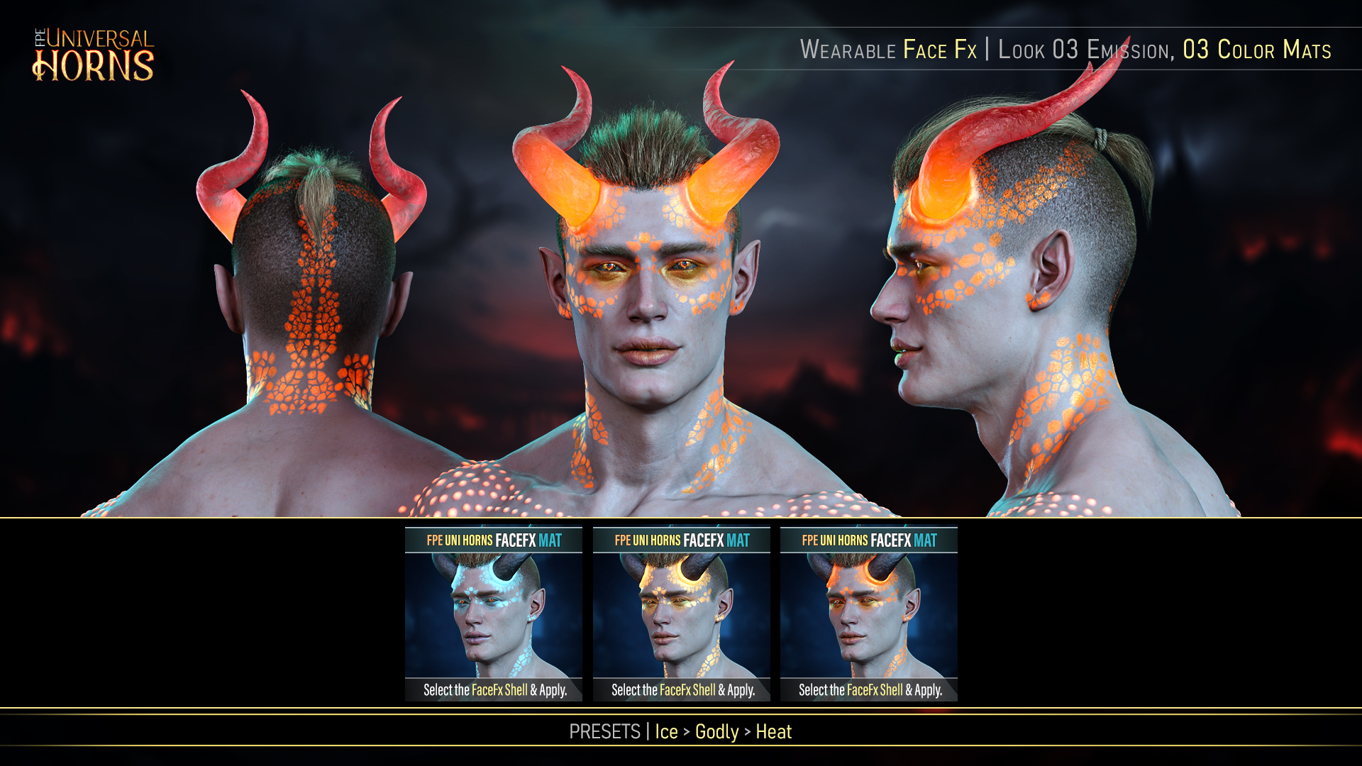 FPE Universal Horns for Genesis 8.1 Male | Daz 3D
