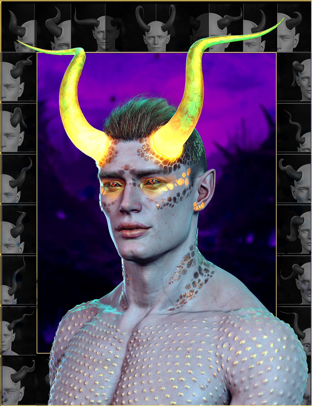 FPE Universal Horns for Genesis 8.1 Male | Daz 3D